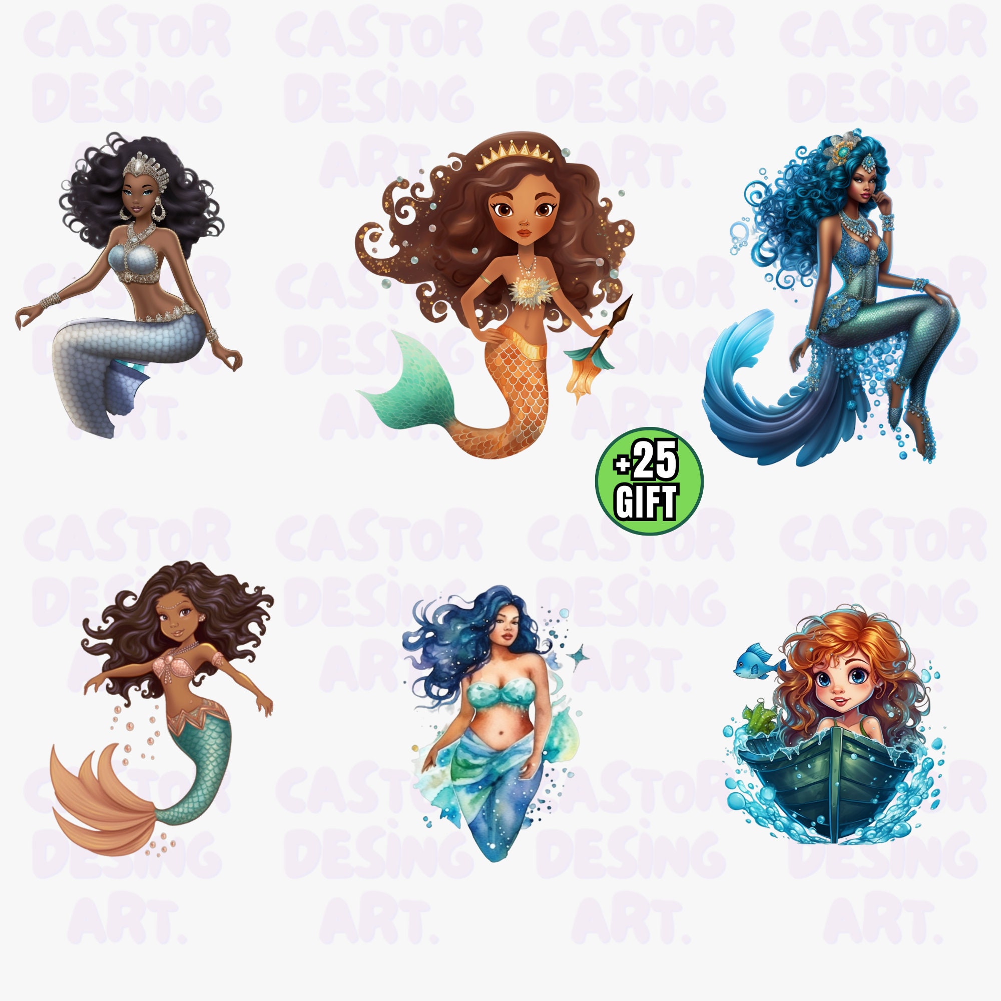 Cute Mermaids Clip Art Mermaid Clipart Watercolor Mermaid - Etsy