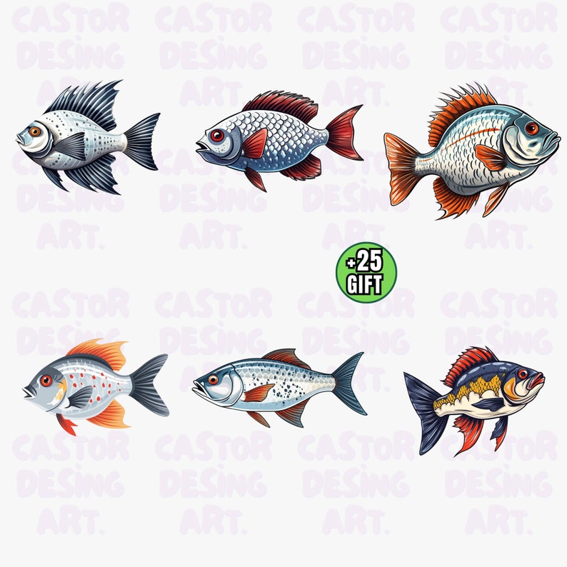 Ultimate Colorful Fishes Mega Bundle, Watercolor Clipart Fish, Rainbow ...