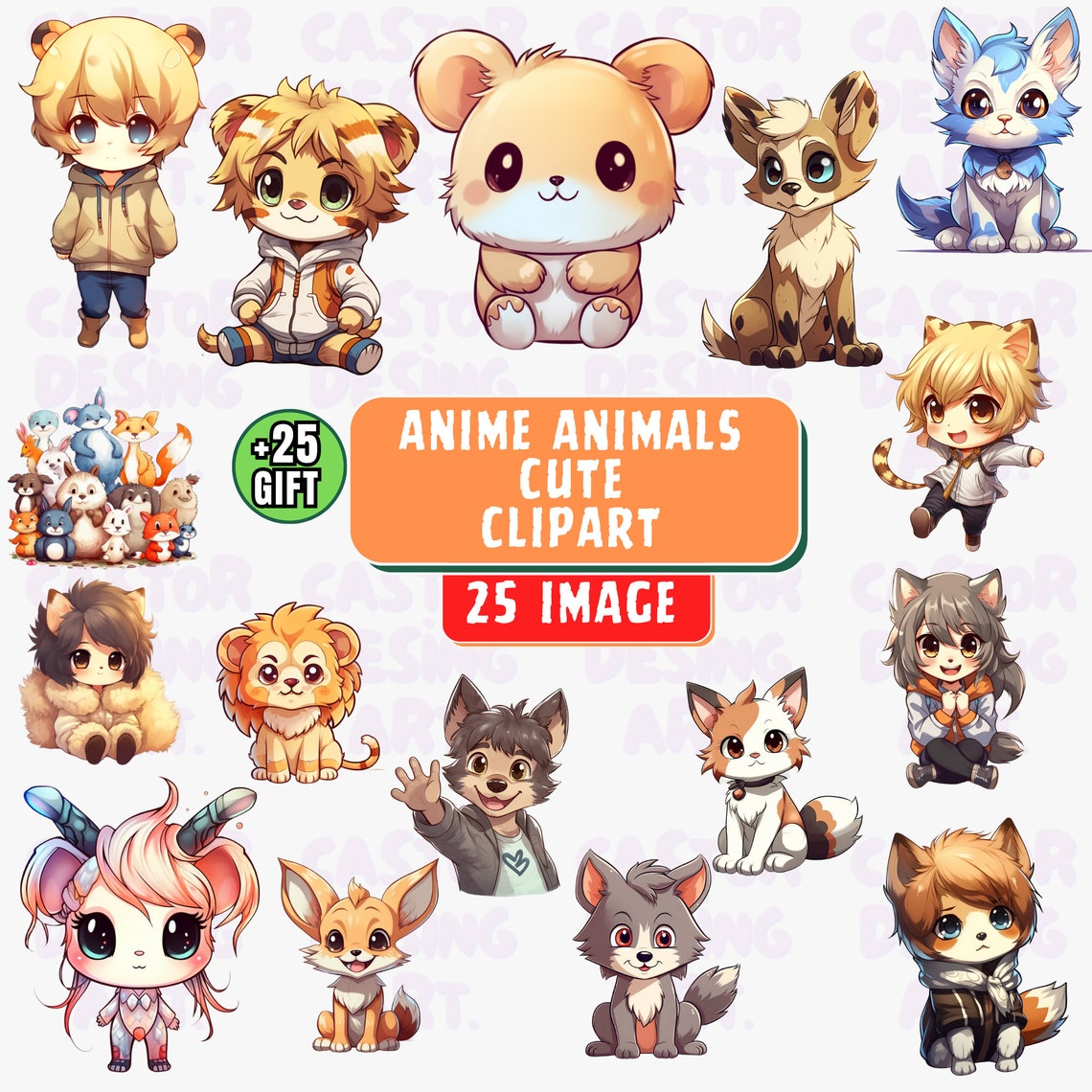 Cute Kawaii Animals Clipart Adorable Kawaii Animals Clipart - Etsy