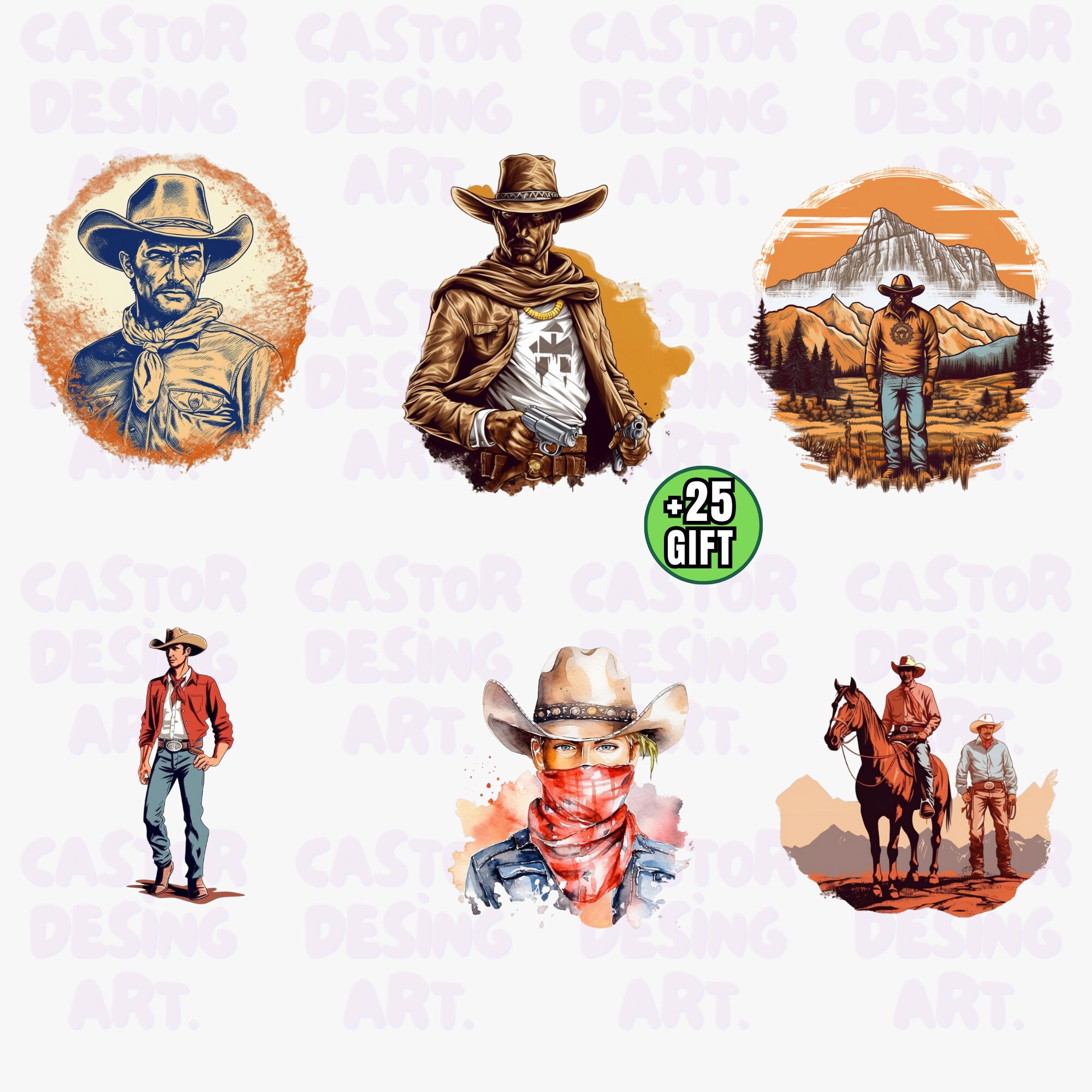 Western Watercolor Clipart Bundle, Wild West Images, Cowboy ...