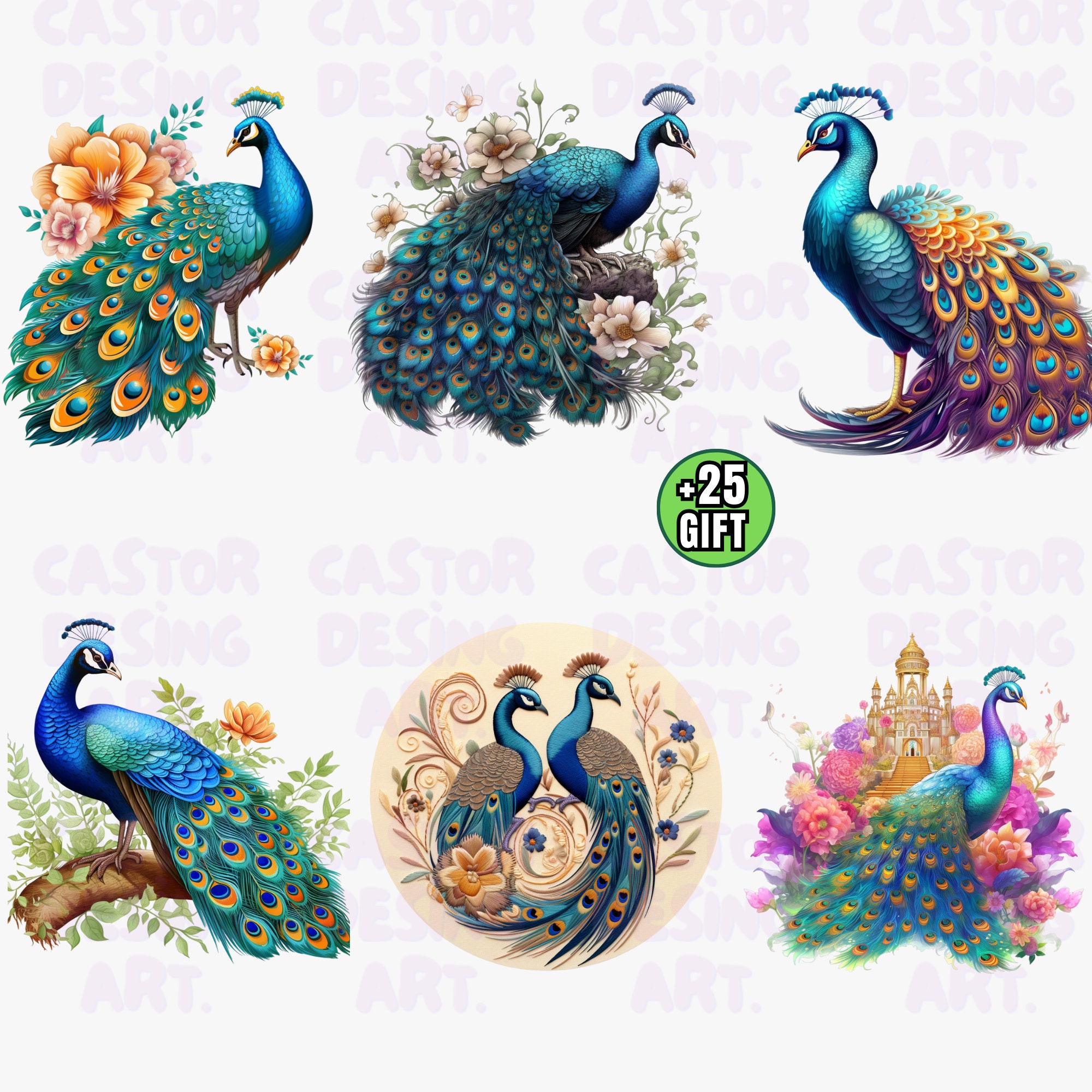 Peacocks Watercolor Clipart Bundle, Majestic Bird Graphics, Majestic ...