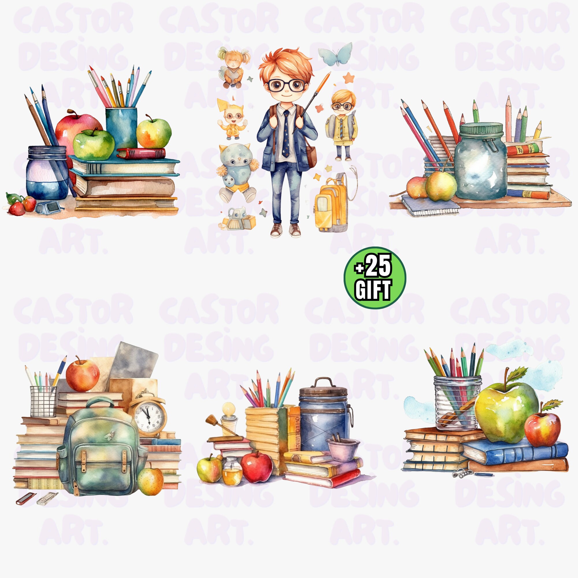 School PNG Cute Little School Clipart School Supplies Back - Etsy