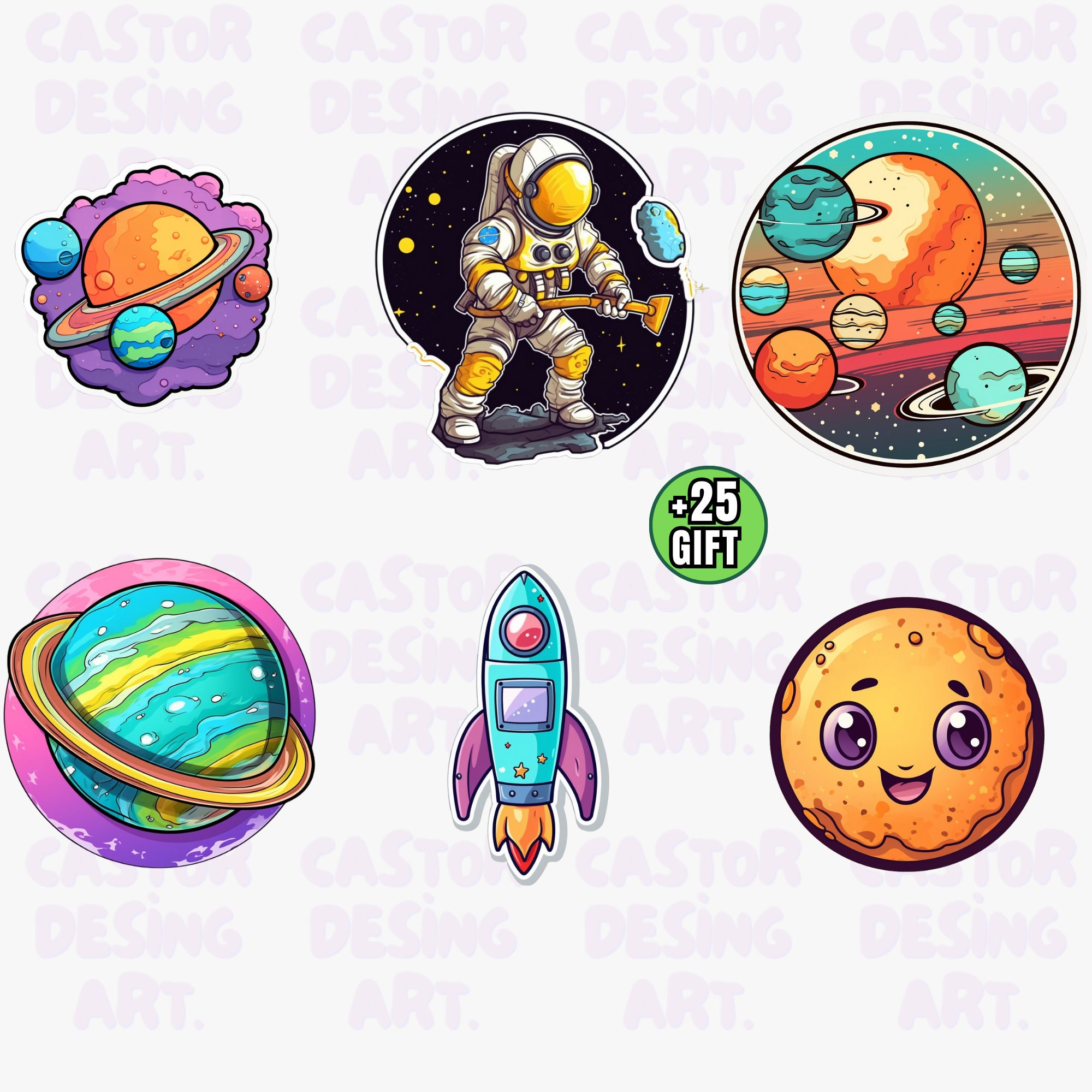 Planet Space Cute Clipart, Outer Space Clipart Set, Planets Clipart Set ...