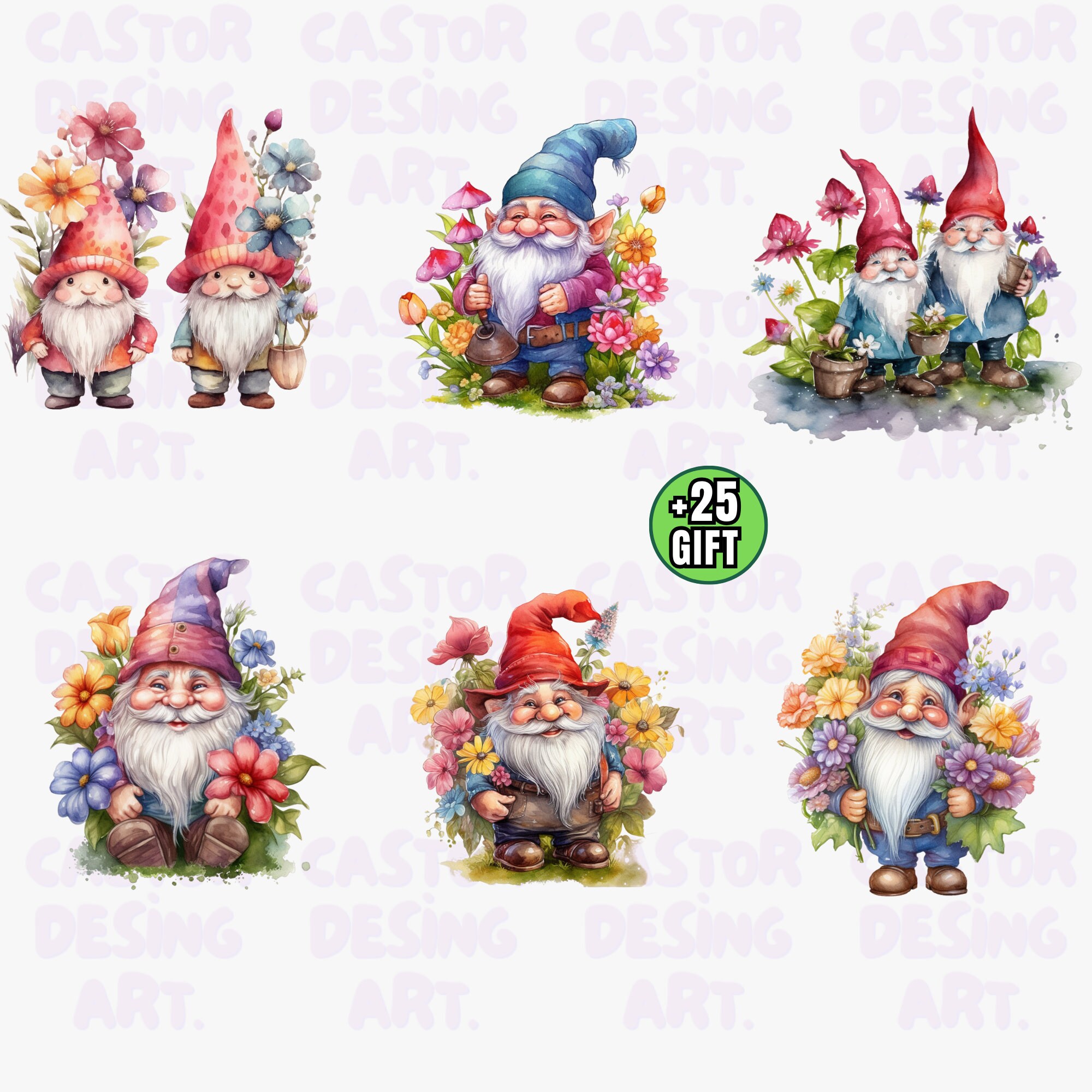 Rainbow Gnome Watercolor Clipart Fantasy Gnome Art for - Etsy