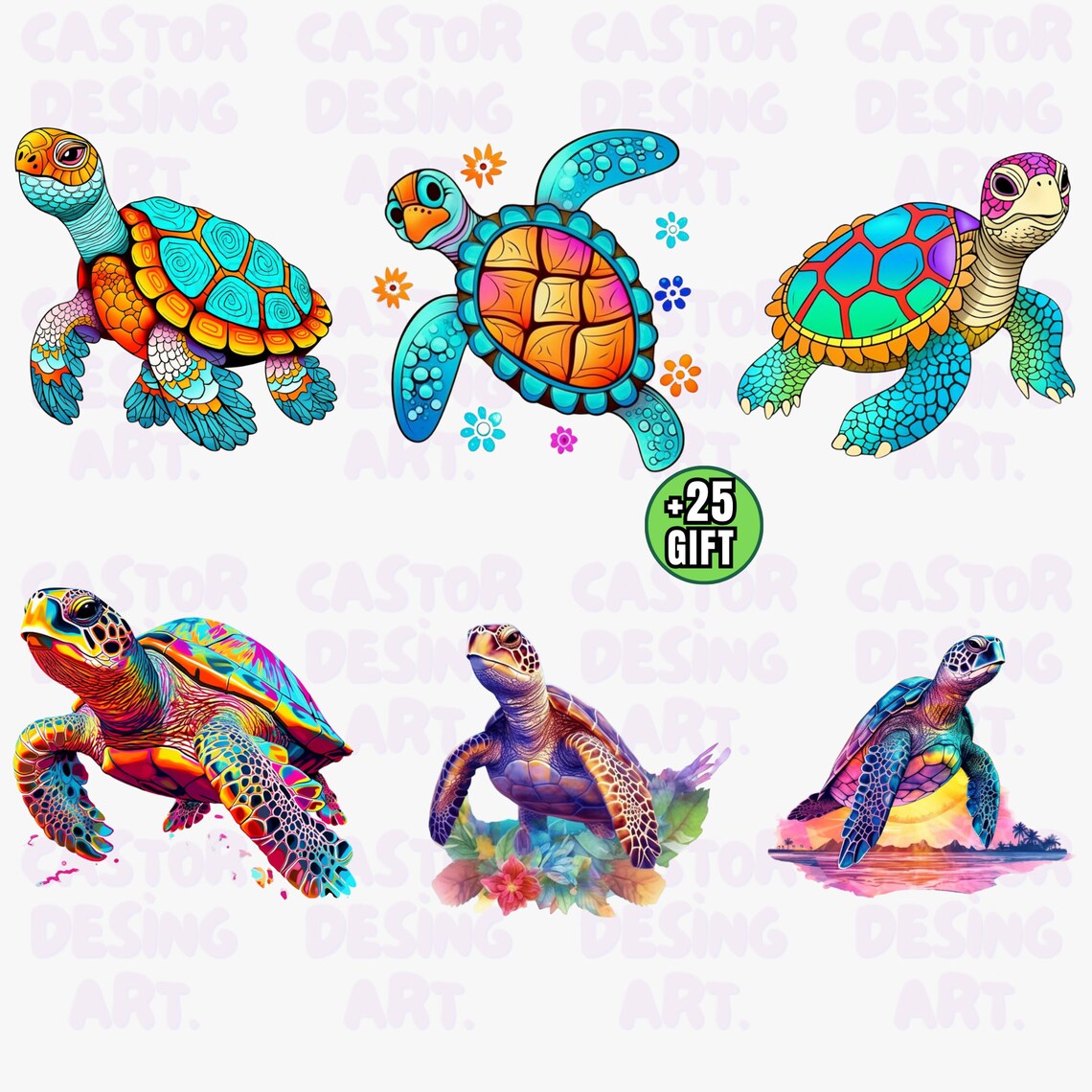 Turtle Rainbow Clipart, Sea Turtle, Cute Sea Turtle Clipart, Ocean ...