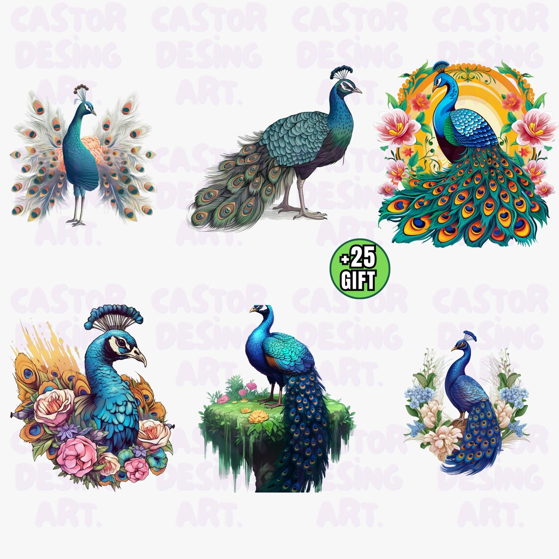 Peacocks Watercolor Clipart Bundle, Majestic Bird Graphics, Majestic ...