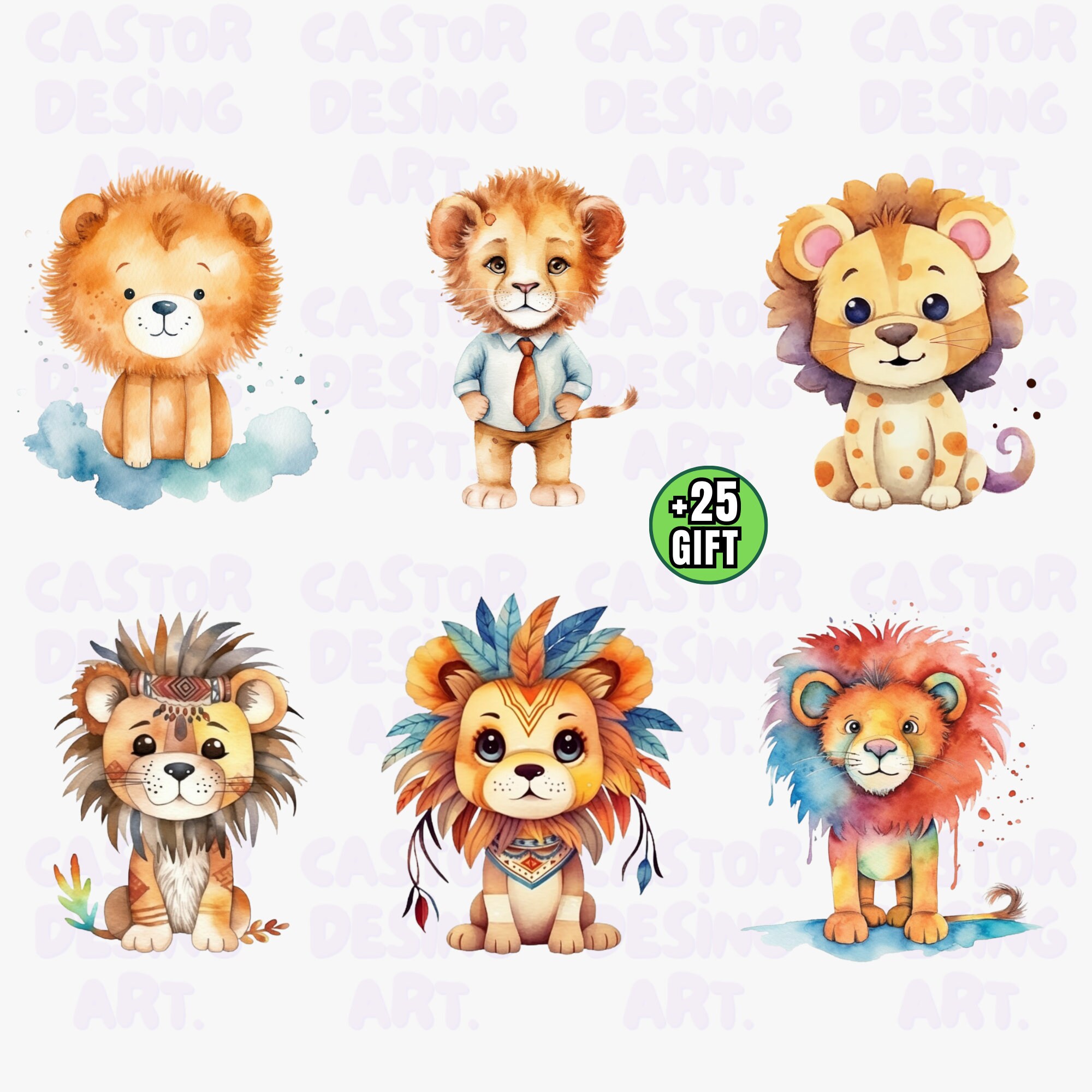 Watercolor Baby Lion, Baby Lion Clipart, Baby Lion PNG, Baby Lion ...