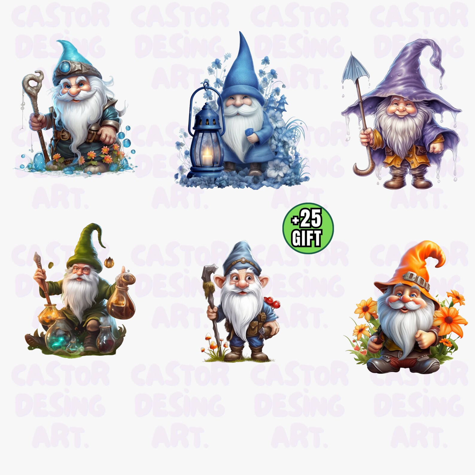 Fantasy Fairytale Gnome Clipart, Fairytale Watercolor Clipart, Gnomes ...