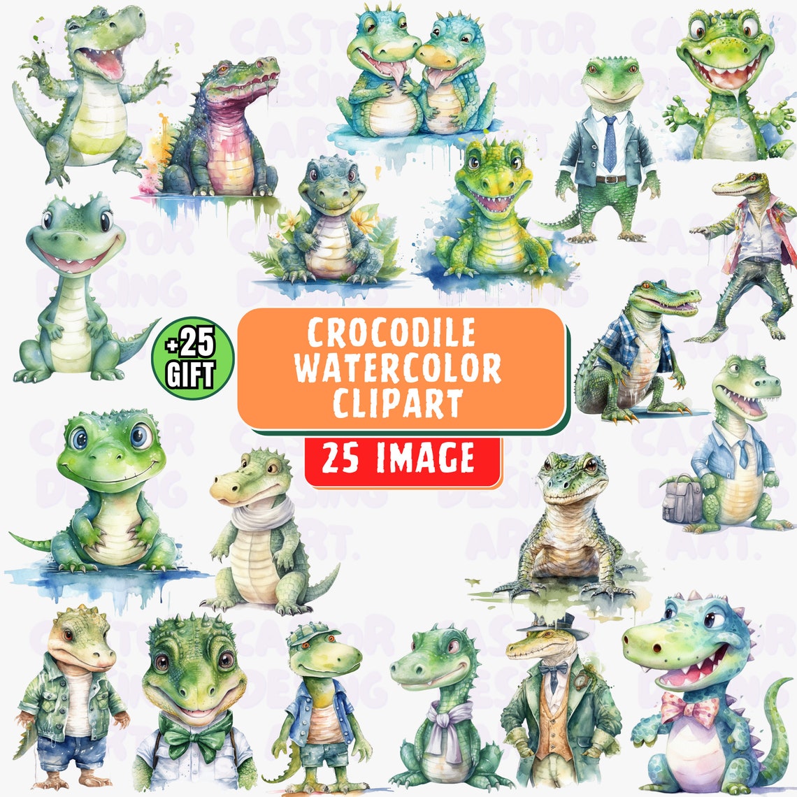 Watercolor Cute Crocodile, Crocodile Clipart, Crocodile PNG, Crocodile ...