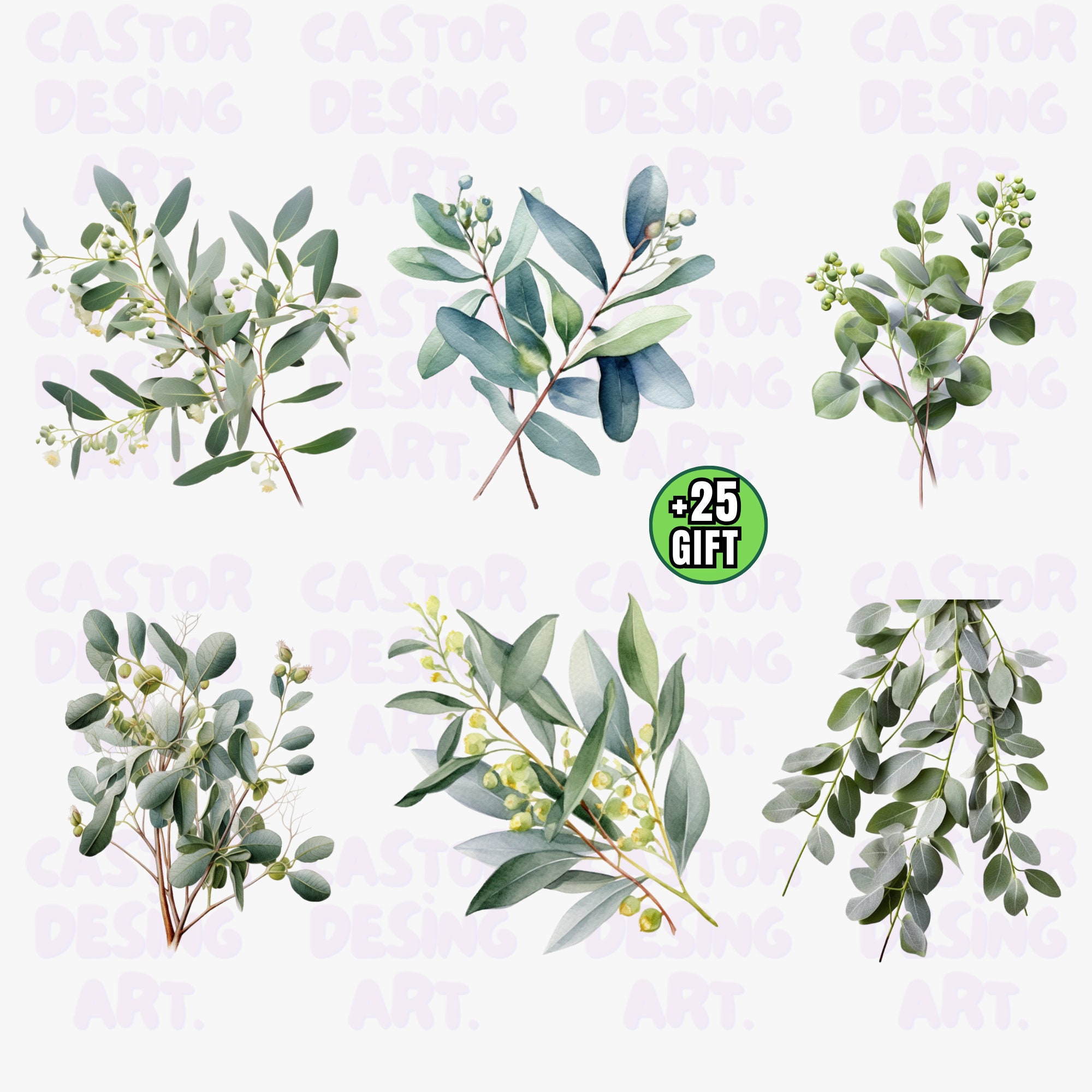 Eucalyptus Watercolor Border Eucalyptus Corner Border Wedding - Etsy