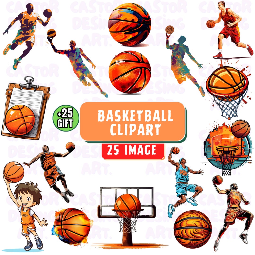 Sports Cute Clipart, Basketball Watercolor, Basketball Clipart Mega ...