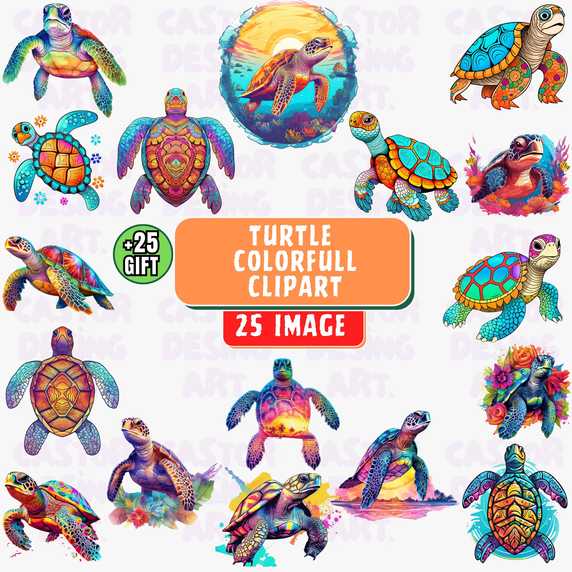 Turtle Rainbow Clipart, Sea Turtle, Cute Sea Turtle Clipart, Ocean ...