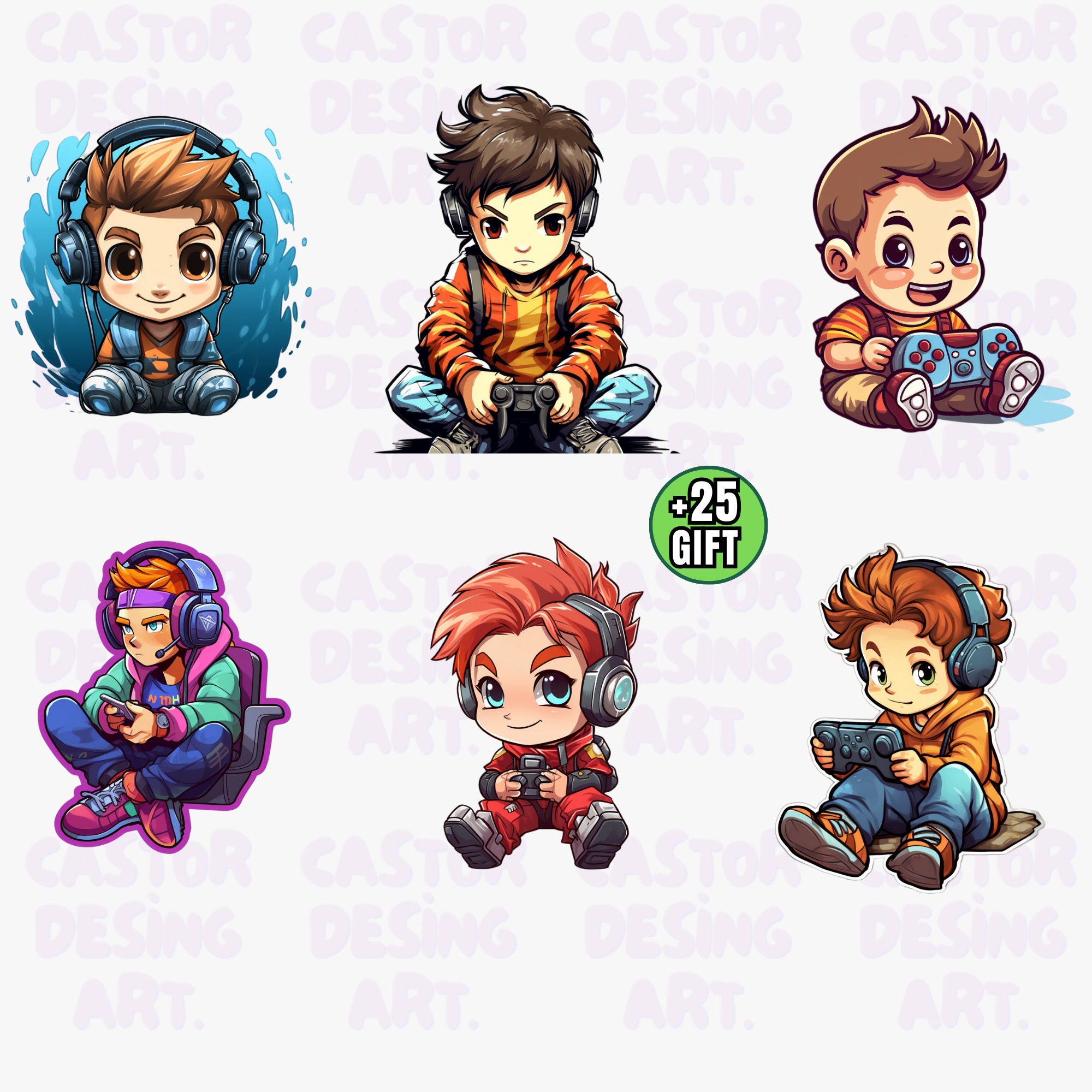 Cute Kawaii Gamer Boy, Video Game Player Clipart, Computer Gamer ...