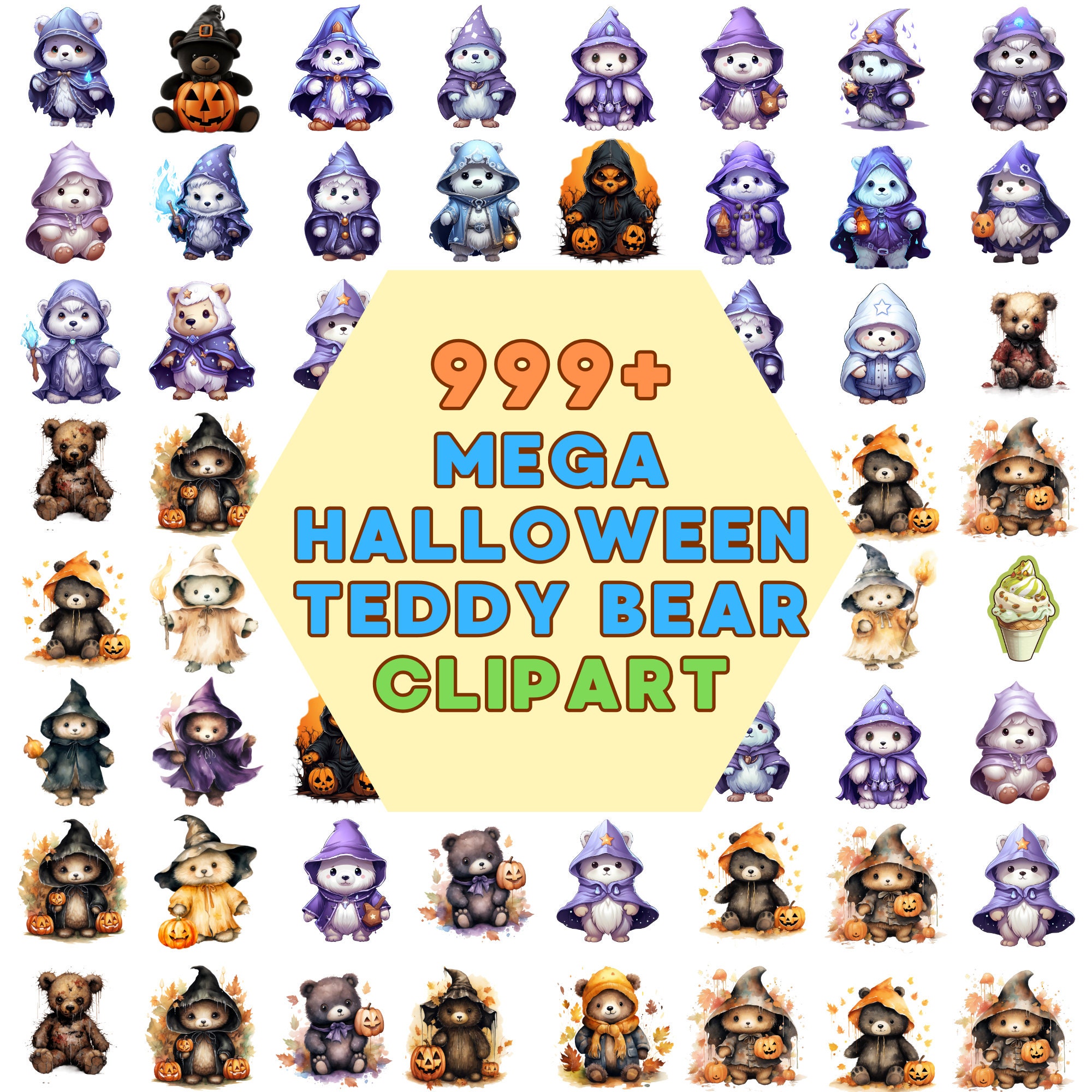 1000 Halloween Teddy Bear Bundle Clipart Teddy Bear - Etsy