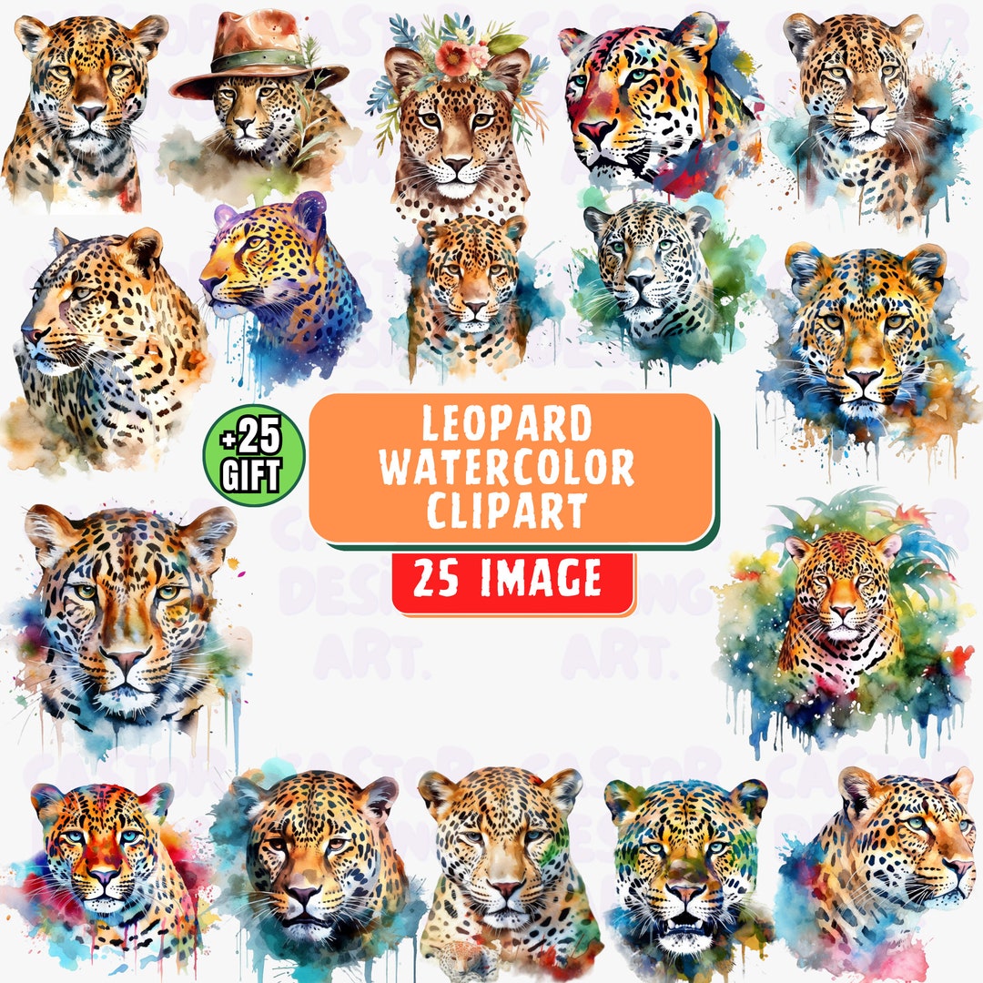 Leopards Clipart Digital Illustrations, Leopard Clipart Forest Animal ...