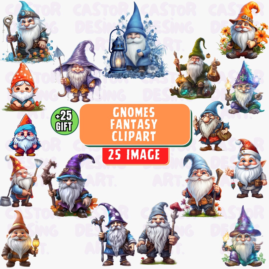 Fantasy Fairytale Gnome Clipart, Fairytale Watercolor Clipart, Gnomes ...