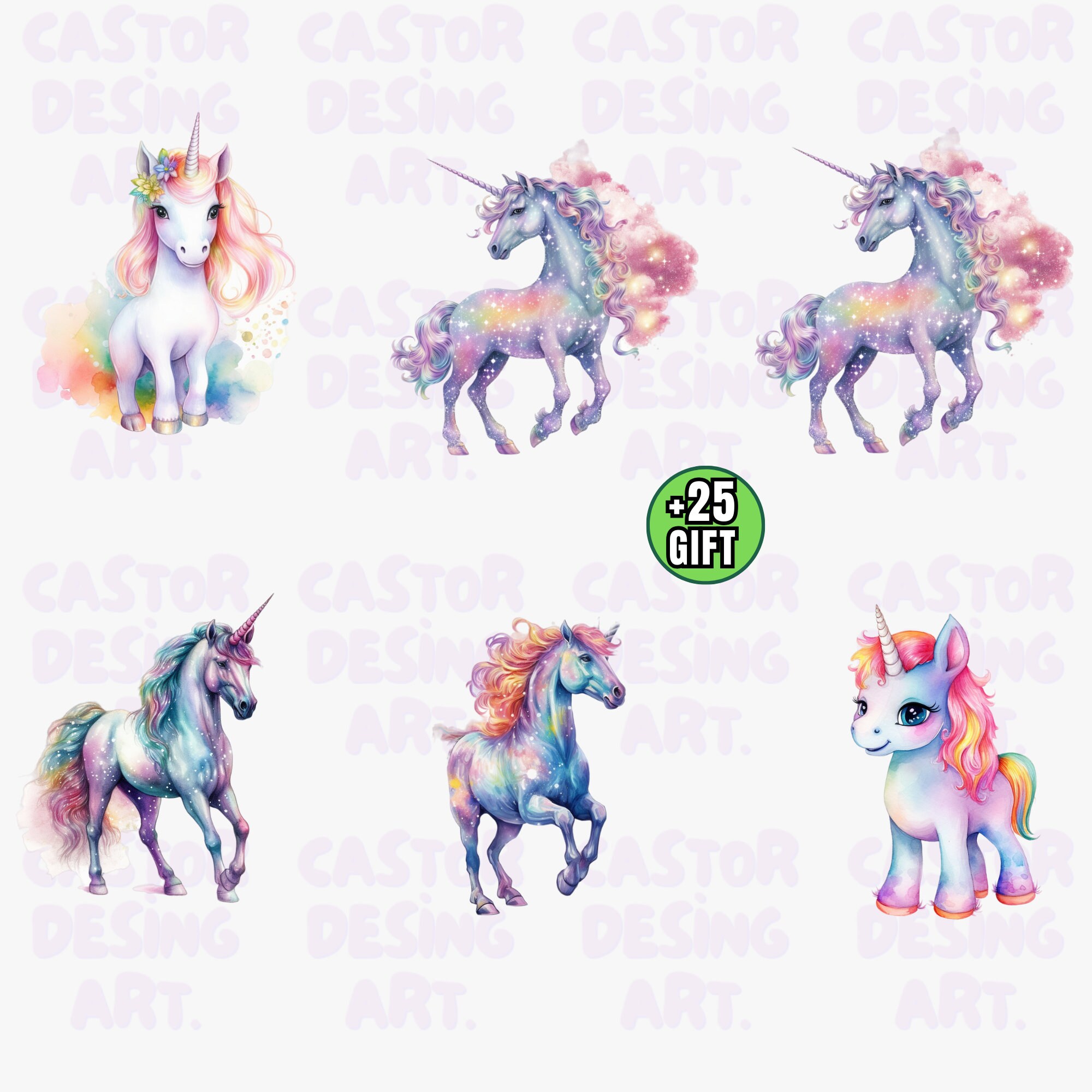 Unicorn Cute Watercolor Clipart, Cute Unicorns Clipart, Rainbow Png ...