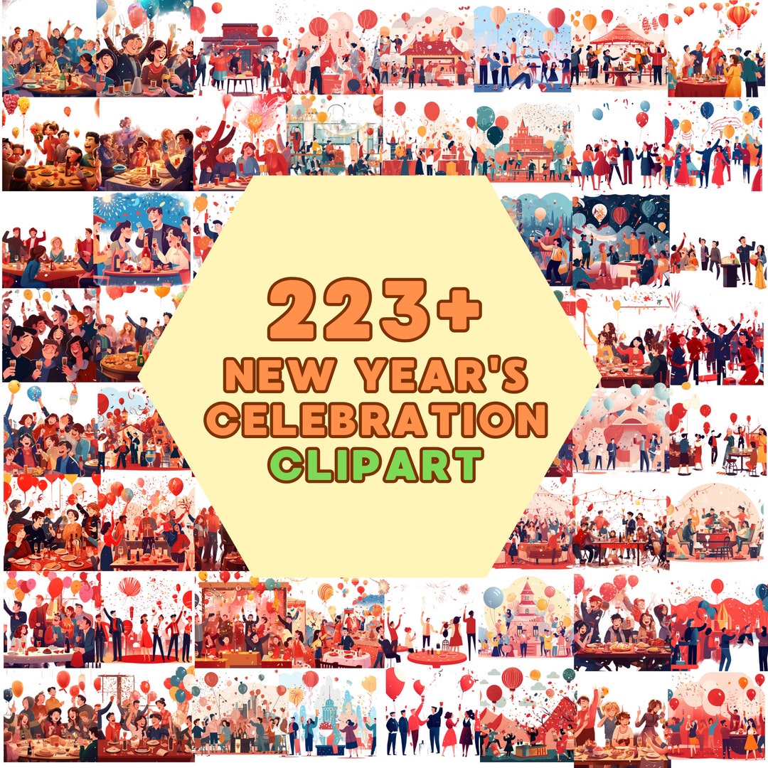 Celebration Clipart, Party Clipart, Happy New Year, Balloons, Champagne ...