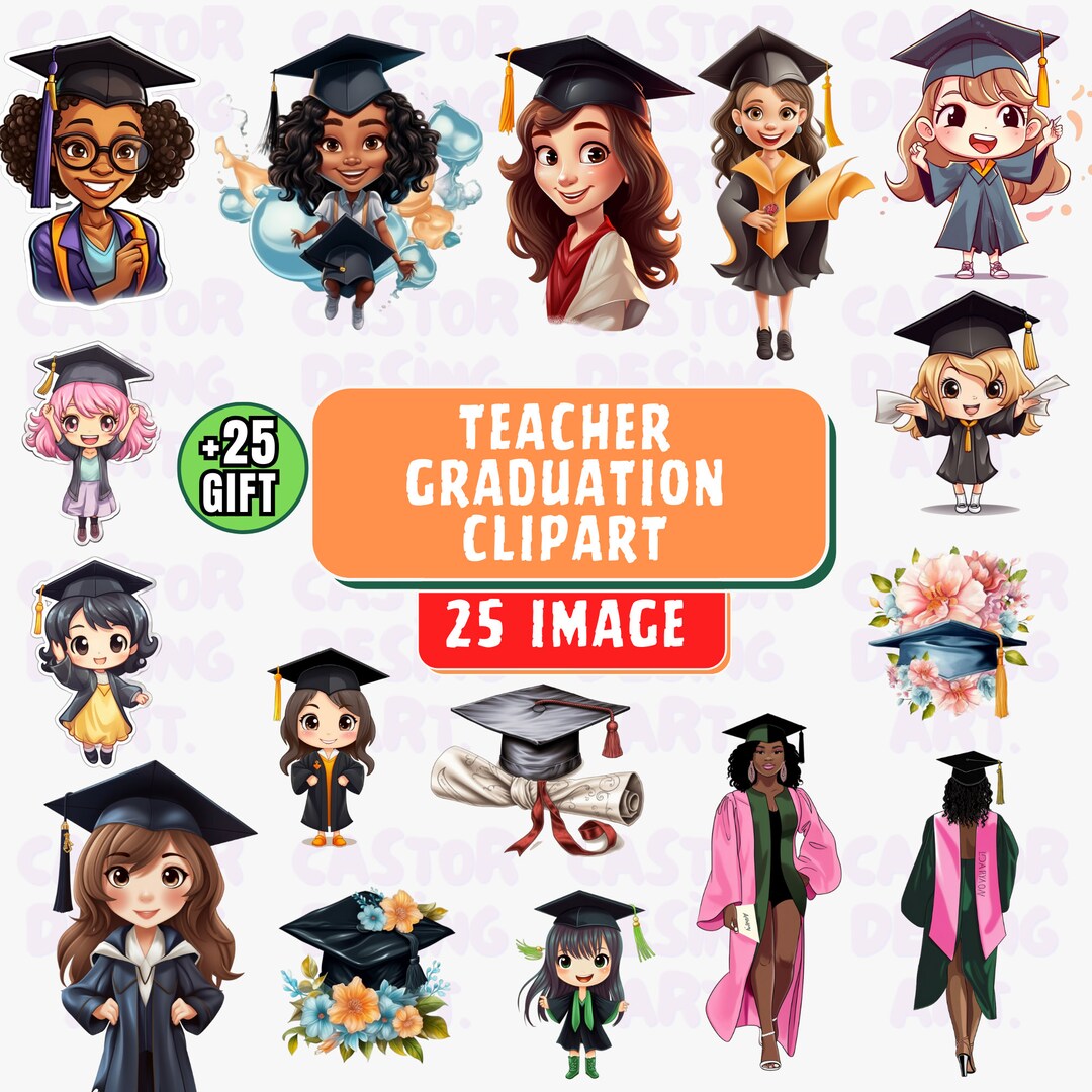 Graduation Clipart, Graduating Girls Planner Stickers, School Clipart ...