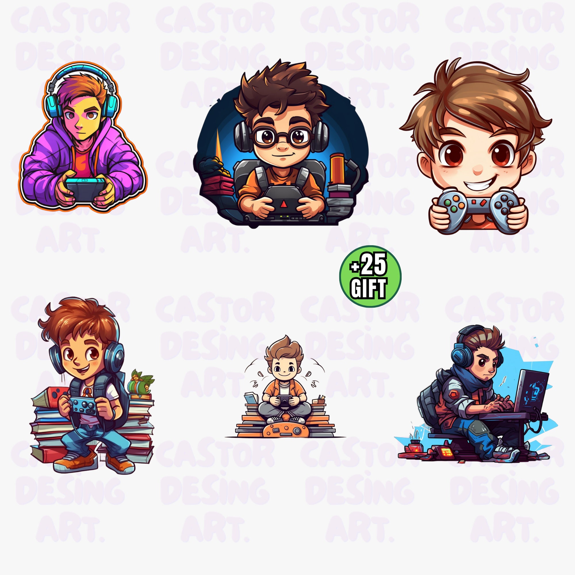 Cute Kawaii Gamer Boy, Video Game Player Clipart, Computer Gamer ...