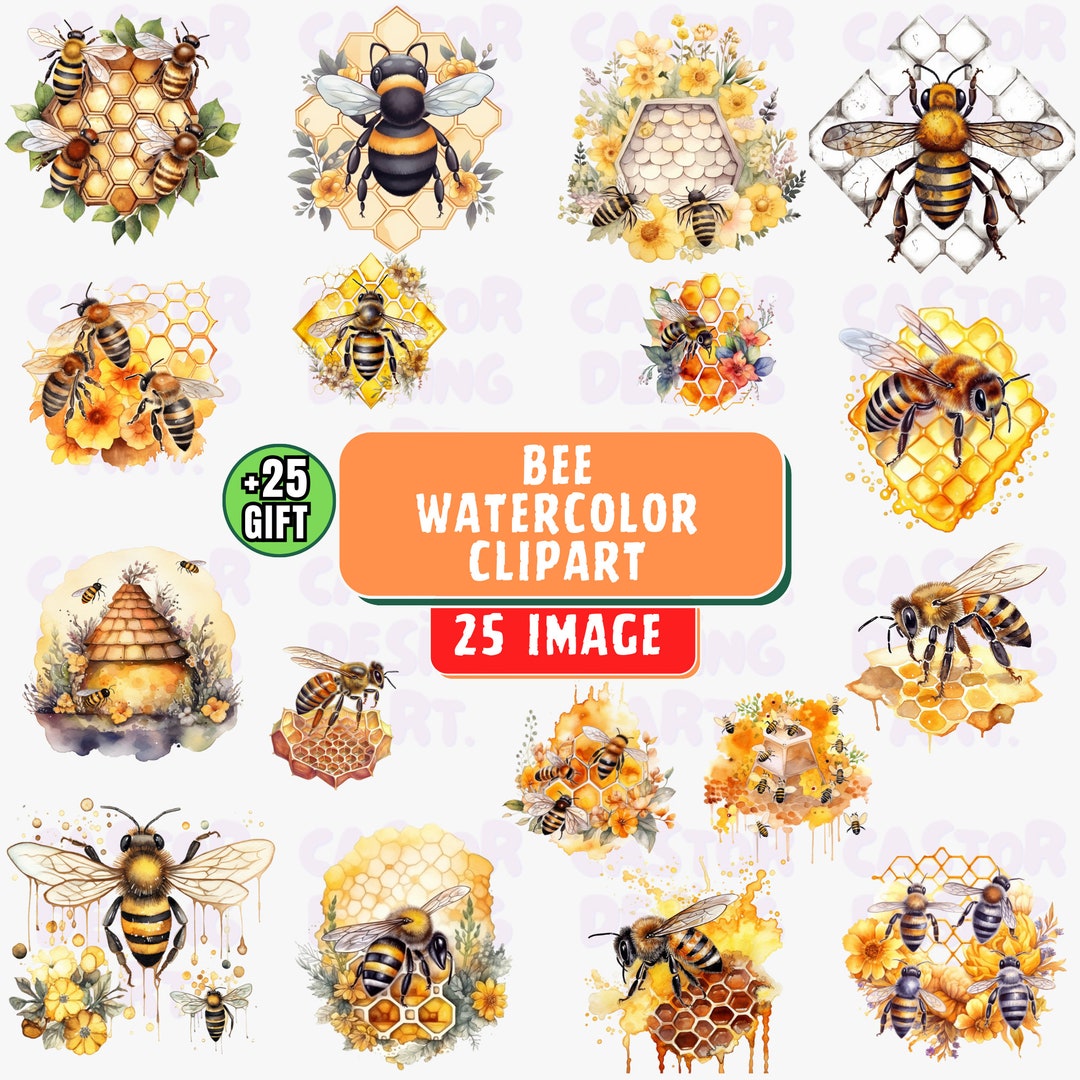Watercolor Bumble Bee Clipart, Bee Clipart, Watercolor Cute Bee ...