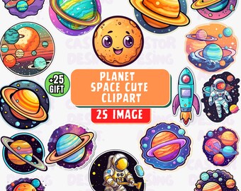 Outer Space Clipart Set, Planets Clipart Set, Planets PNG, Outer Space ...