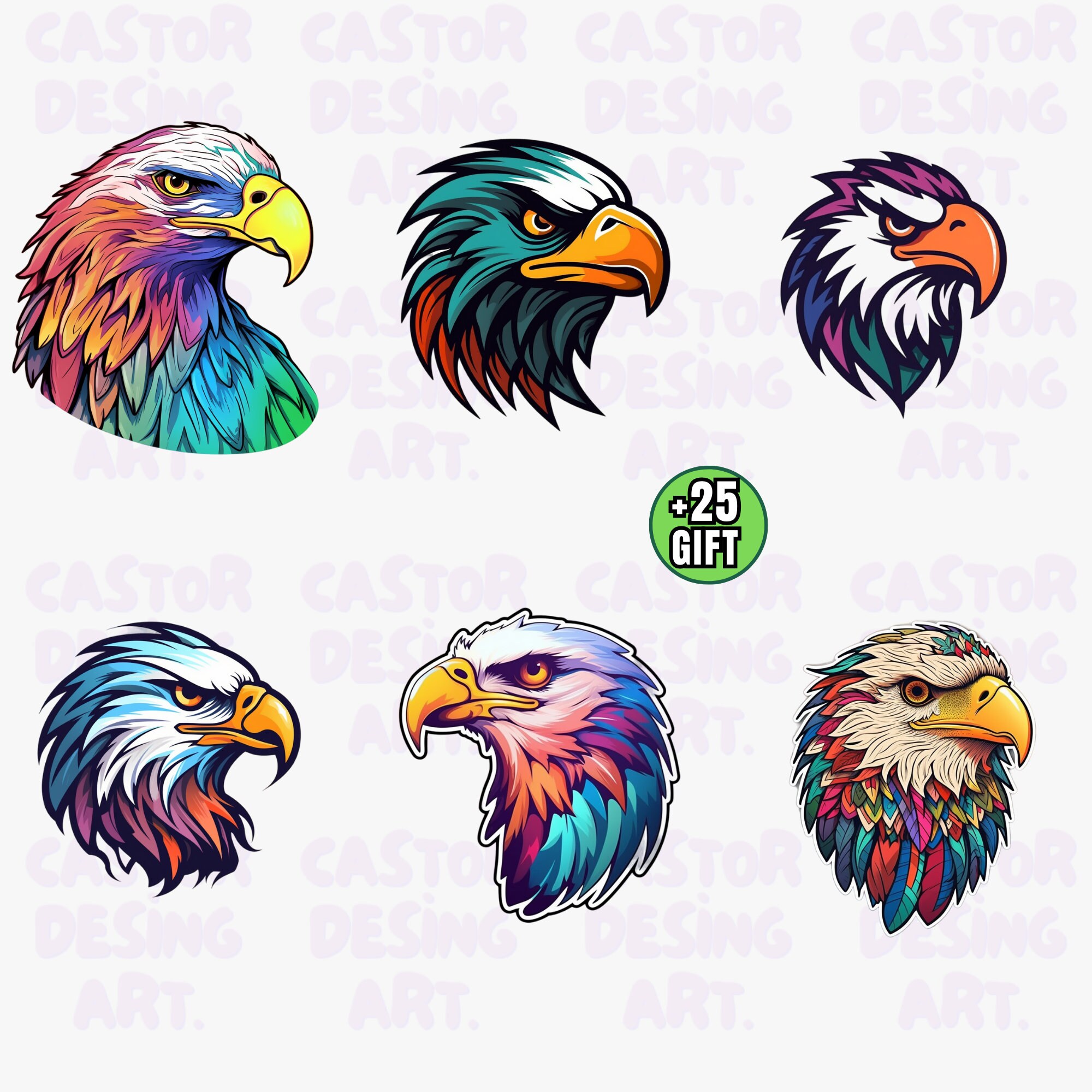 Colorful Eagle Clipart, Watercolor Bald Eagle Clipart, Alpine Forest ...