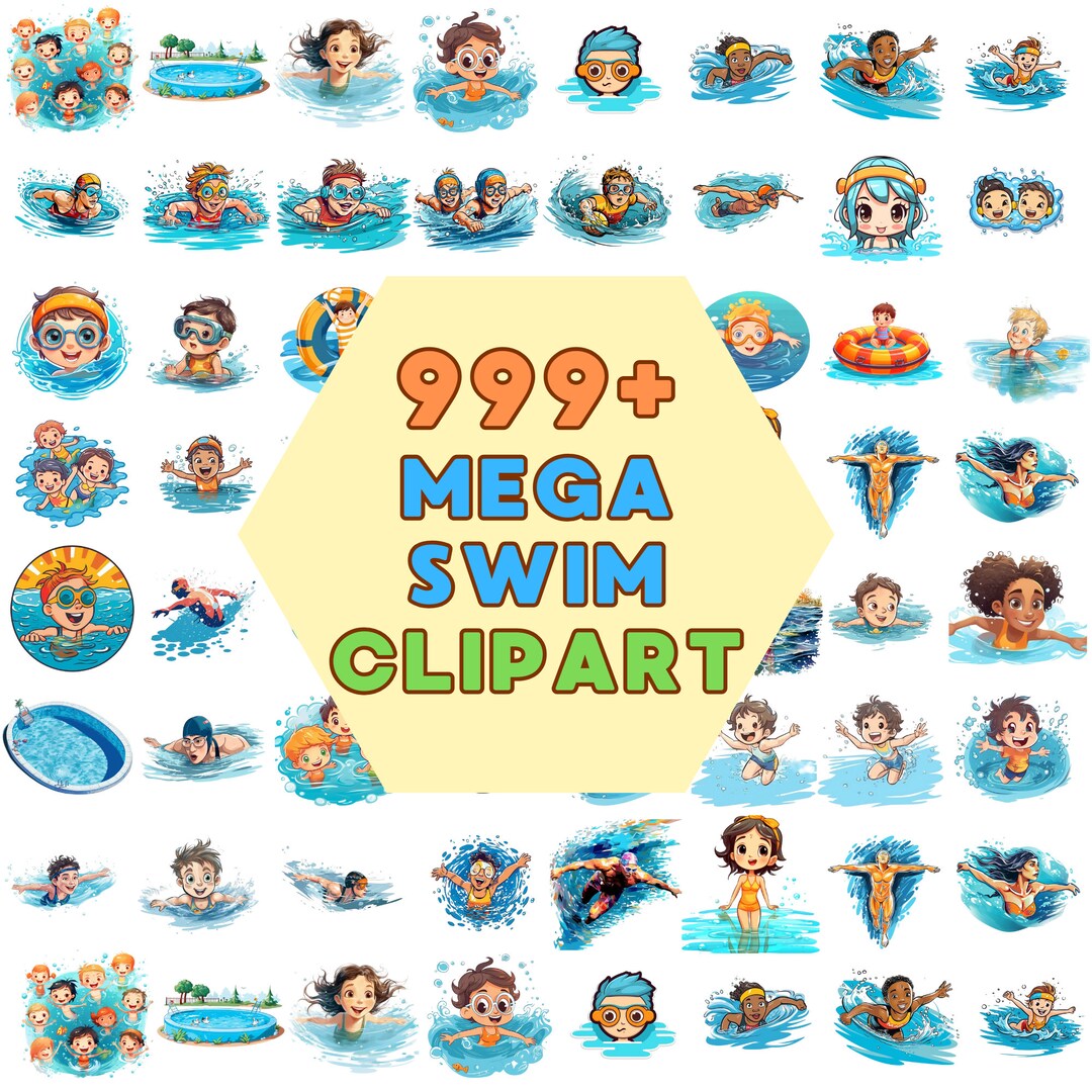 Watercolor Swim Bundle Clipart, Watercolor Clipart, Summer Clipart ...