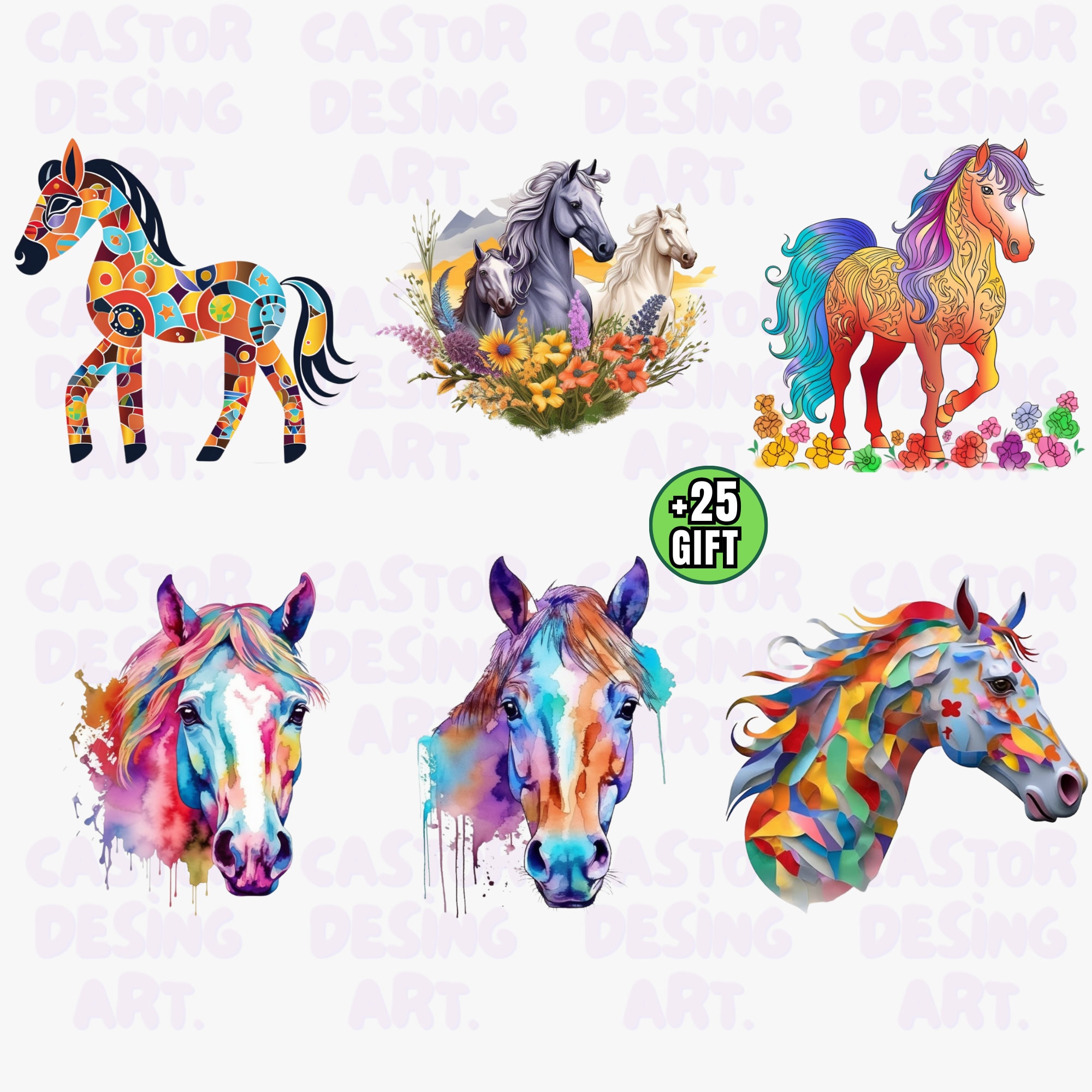 Rainbow Watercolor Horse Clipart Horses, Print Rainbow Horse PNG ...