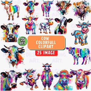 Colorful Cute Cow Clipart, Cute Cow PNG, Cow Clipart, Cow Clipart PNG ...