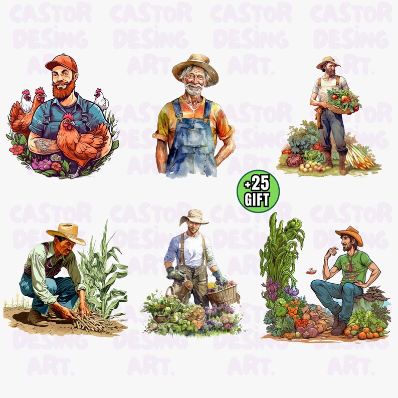 Watercolor Farmer Clipart, Toddler Farmers, Baby Farmers, Baby Boy and ...