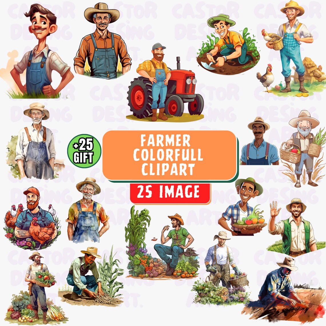 Watercolor Farmer Clipart, Toddler Farmers, Baby Farmers, Baby Boy and ...