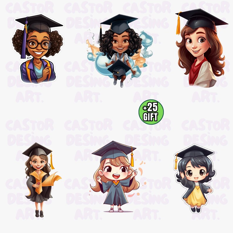 Graduation Clipart Graduating Girls Planner Stickers School - Etsy