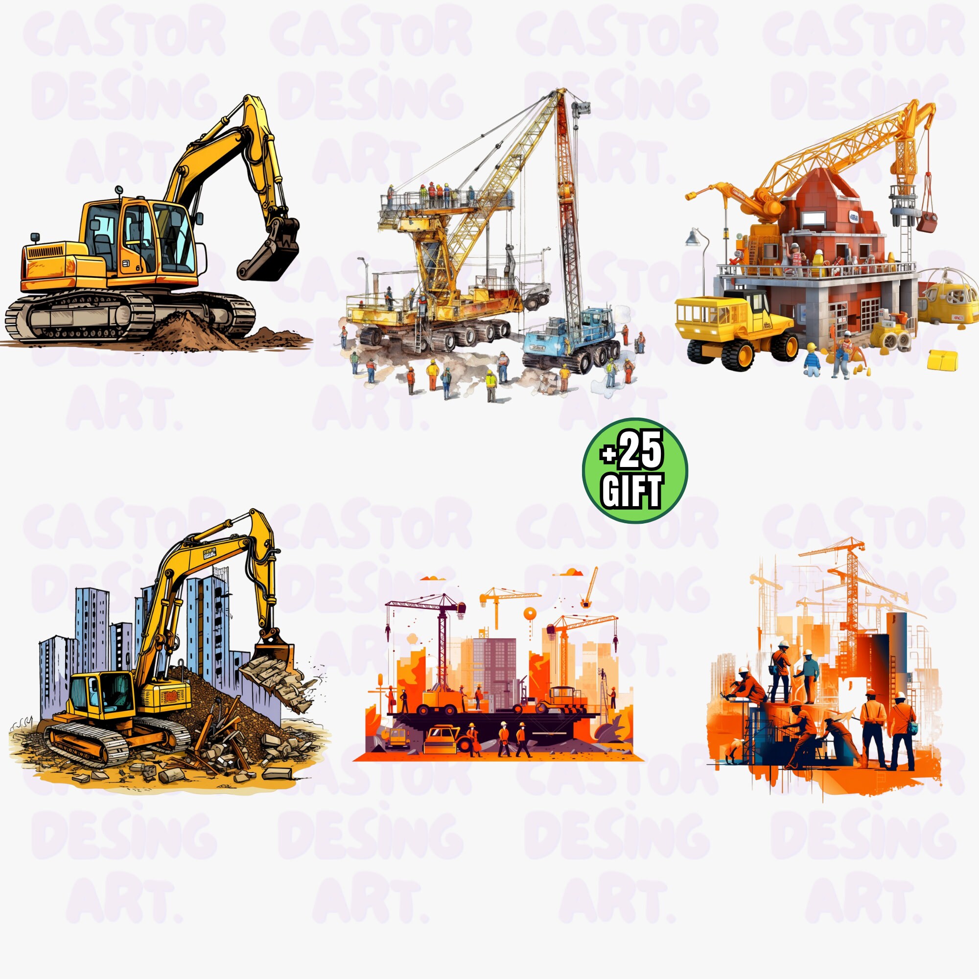 Construction Clipart Set Construction Trucks Bundle Clipart - Etsy