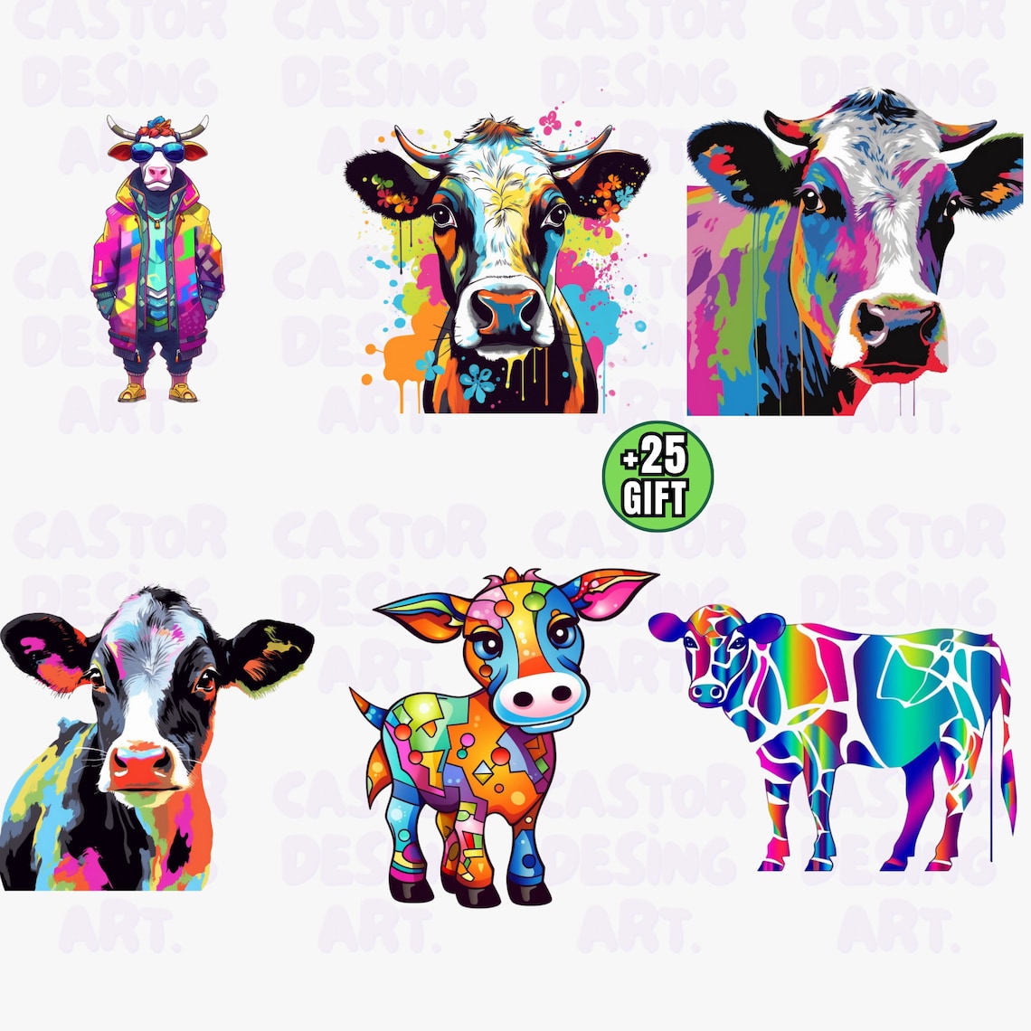 Colorful Cute Cow Clipart, Cute Cow PNG, Cow Clipart, Cow Clipart PNG ...