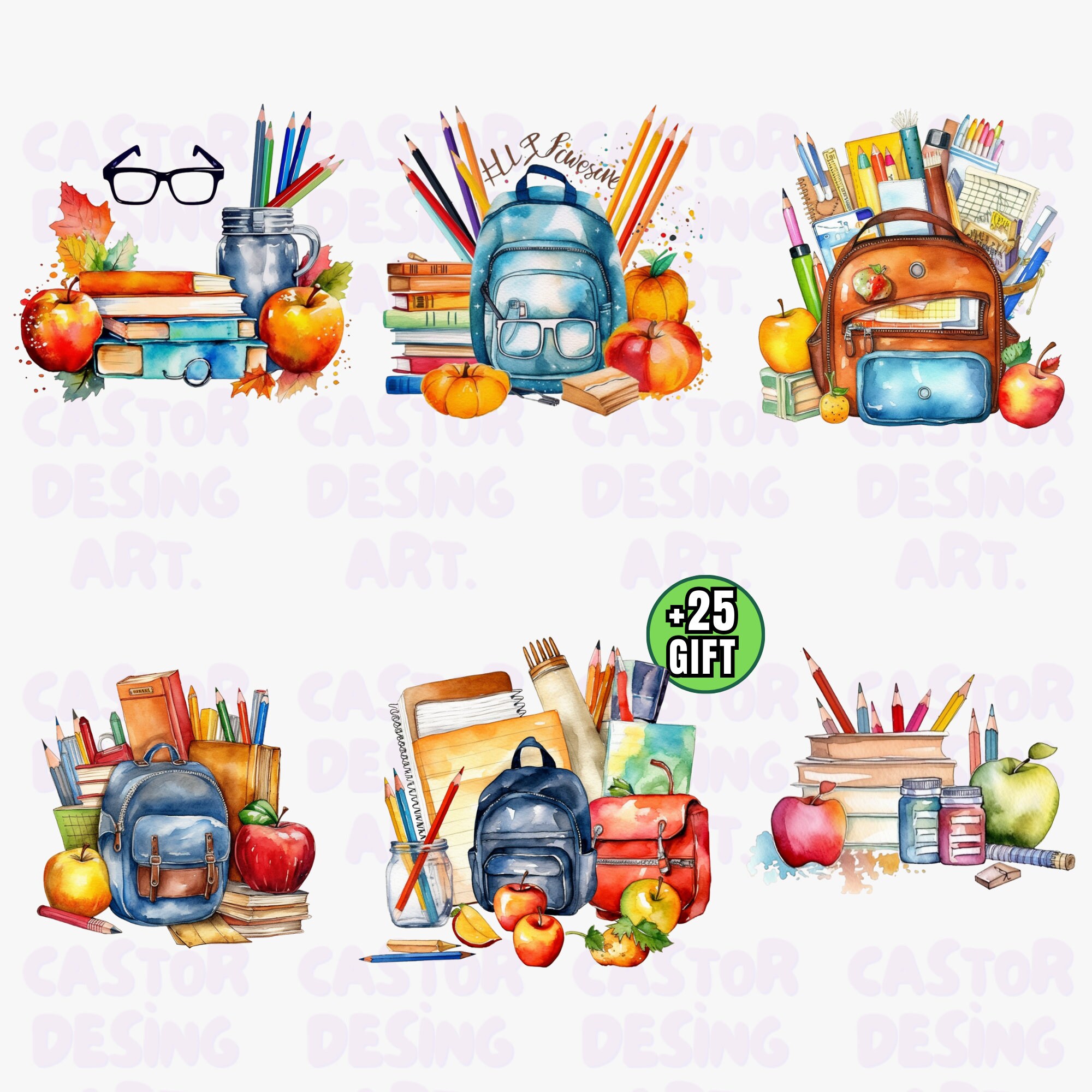 Back to School Clipart, School Clipart Set, School Supplies Clipart Set ...