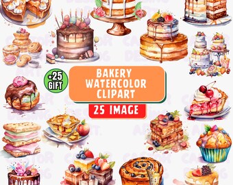 Sweet Treats Watercolor Clipart Bundle Tasty Desserts, Donuts, Cookies ...