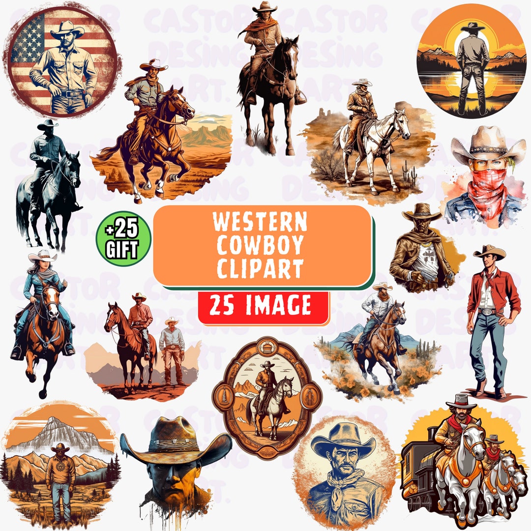 Western Watercolor Clipart Bundle, Wild West Images, Cowboy ...