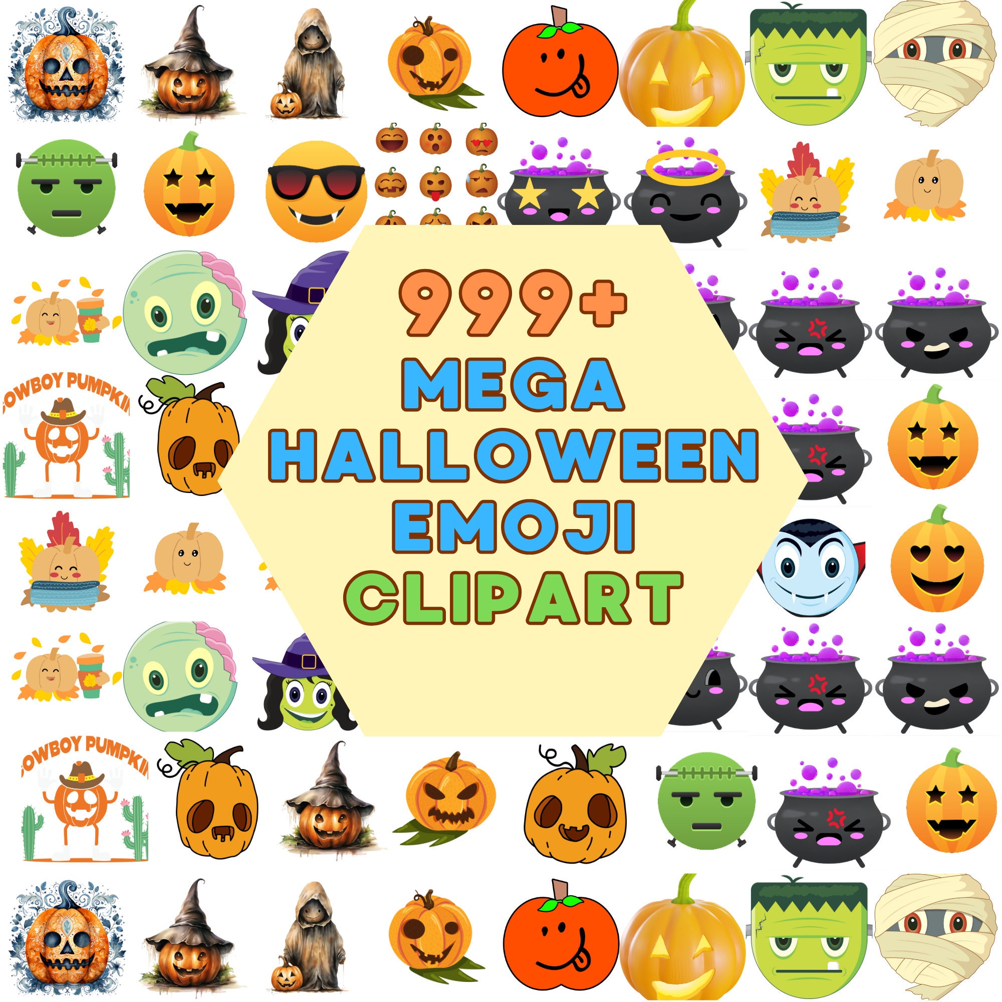 1000 Halloween Emoji and Smiley Bundle Clipart Happy Face - Etsy