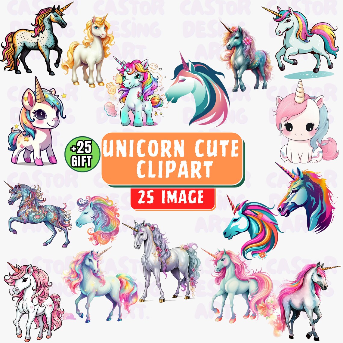 Unicorn Cute Watercolor Clipart Cute Unicorns Clipart - Etsy