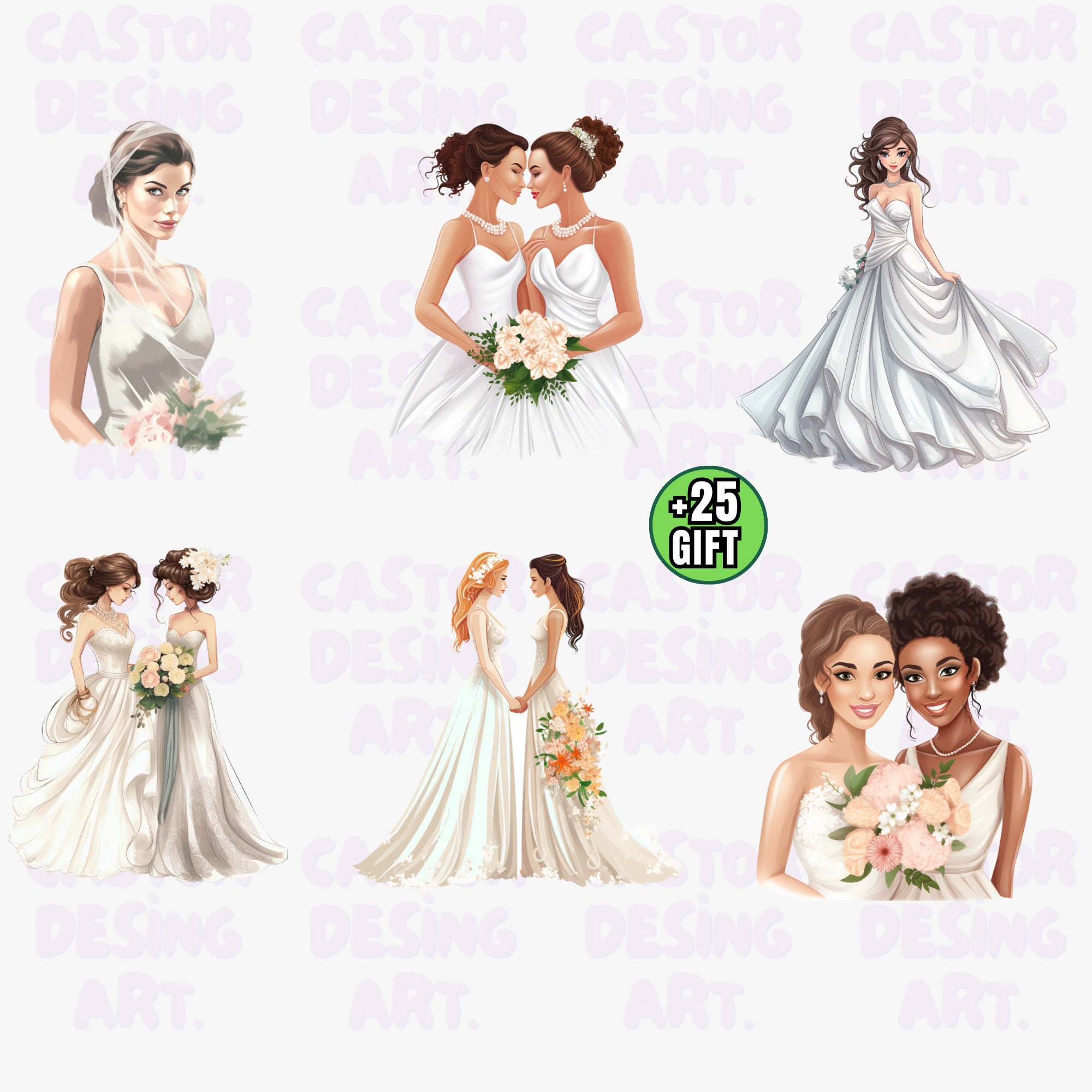 Bride Wedding Clipart Set, Watercolor, Wedding Clipart Bundle, Wedding ...