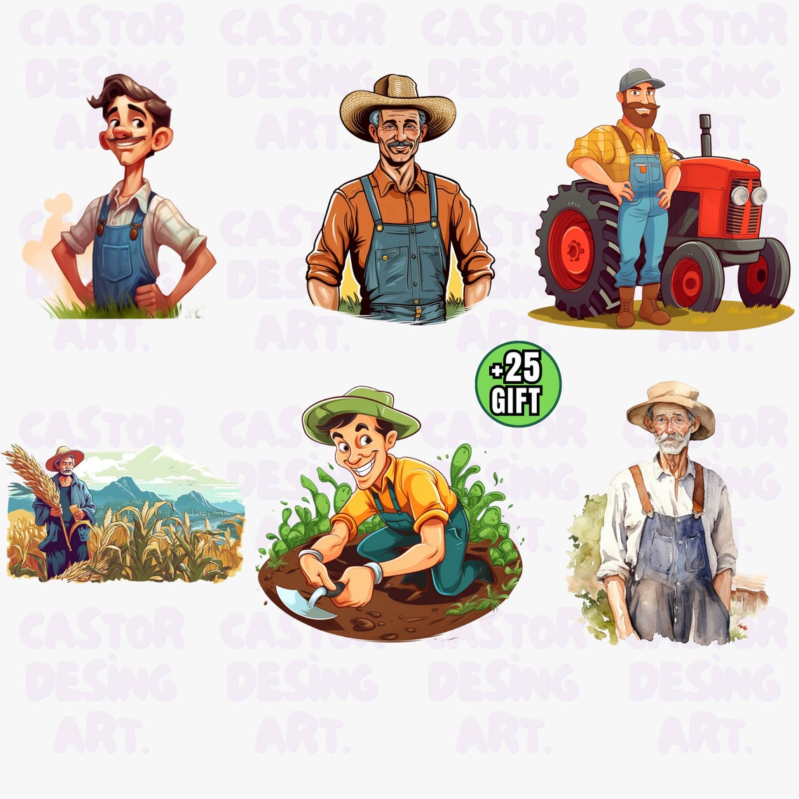 Watercolor Farmer Clipart, Toddler Farmers, Baby Farmers, Baby Boy and ...