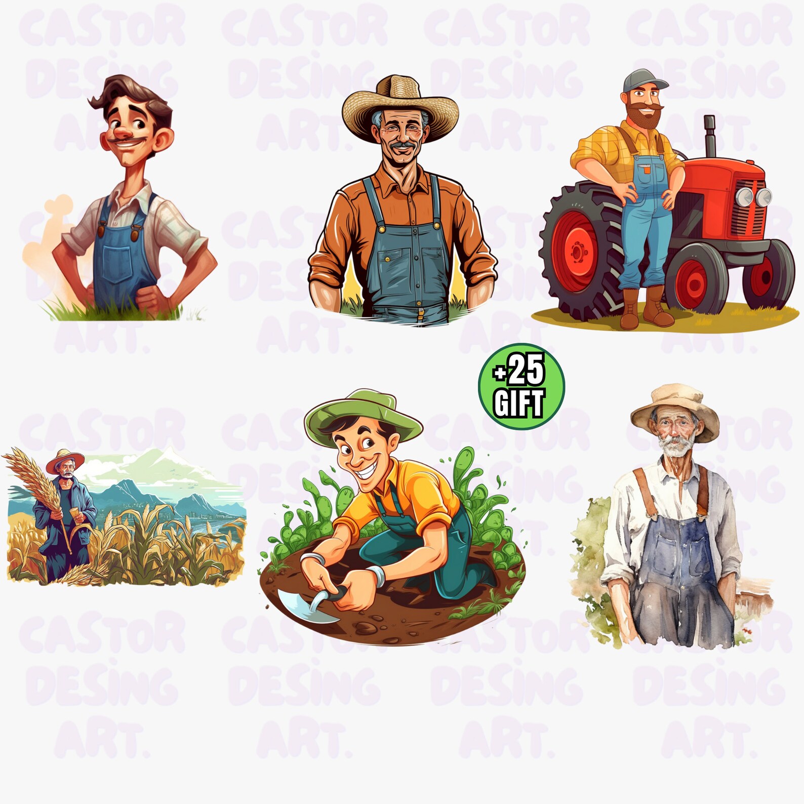 Watercolor Farmer Clipart, Toddler Farmers, Baby Farmers, Baby Boy and ...