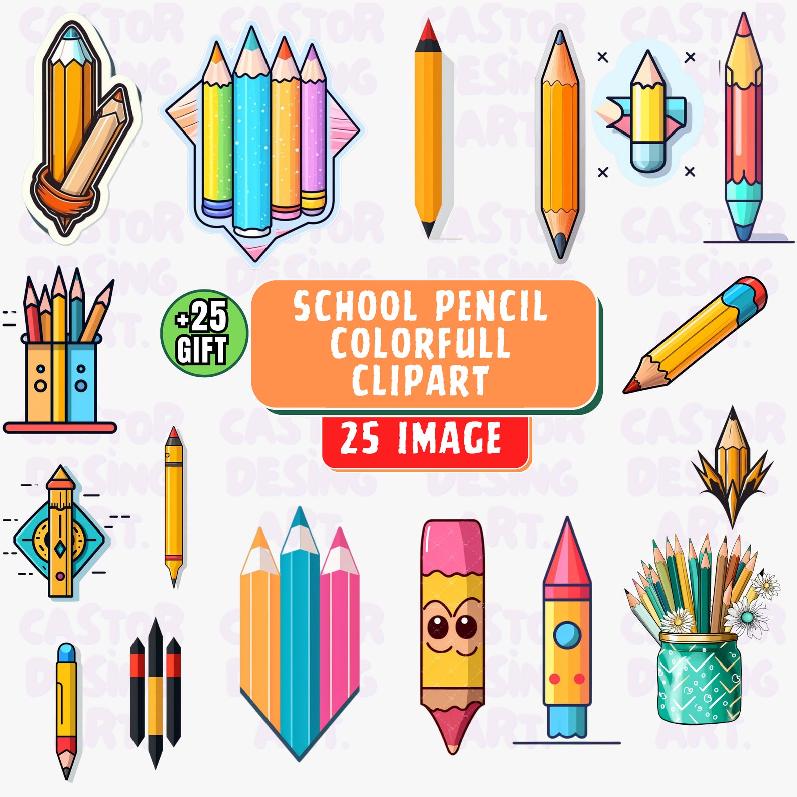 School Clipart Set School Supplies Clipart Set Cute School - Etsy
