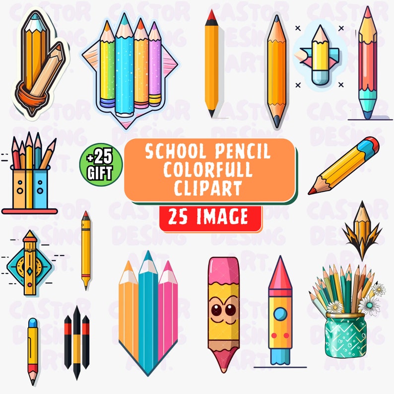 School Clipart Set School Supplies Clipart Set Cute School - Etsy