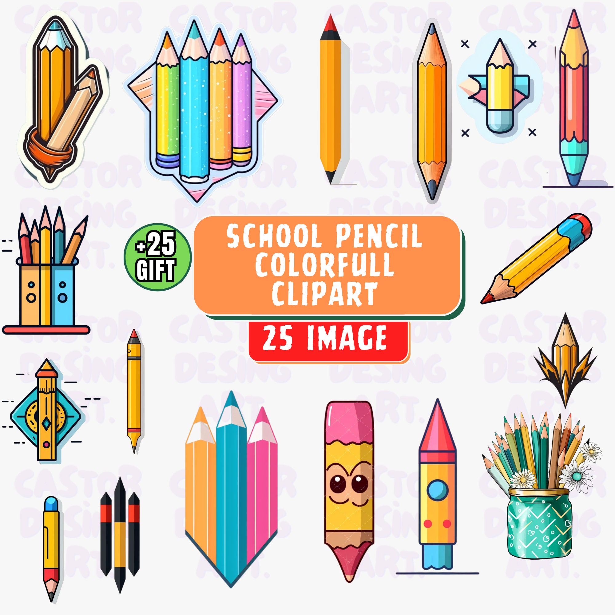 School Clipart Set School Supplies Clipart Set Cute School - Etsy