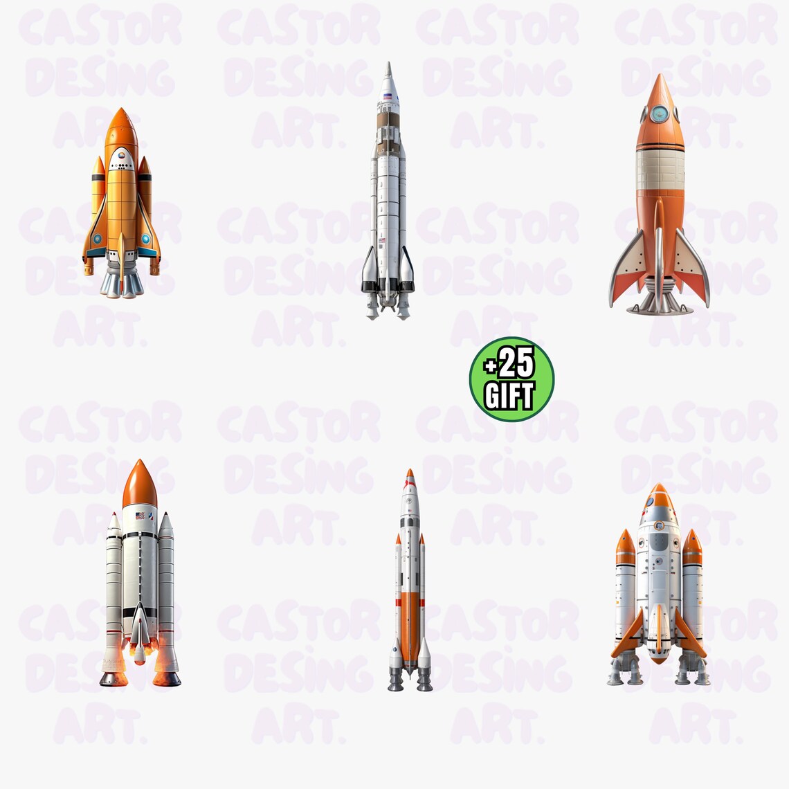 Rocket Realistic Clipart, Space Watercolor Cliparts, Rocket Ships Decor ...