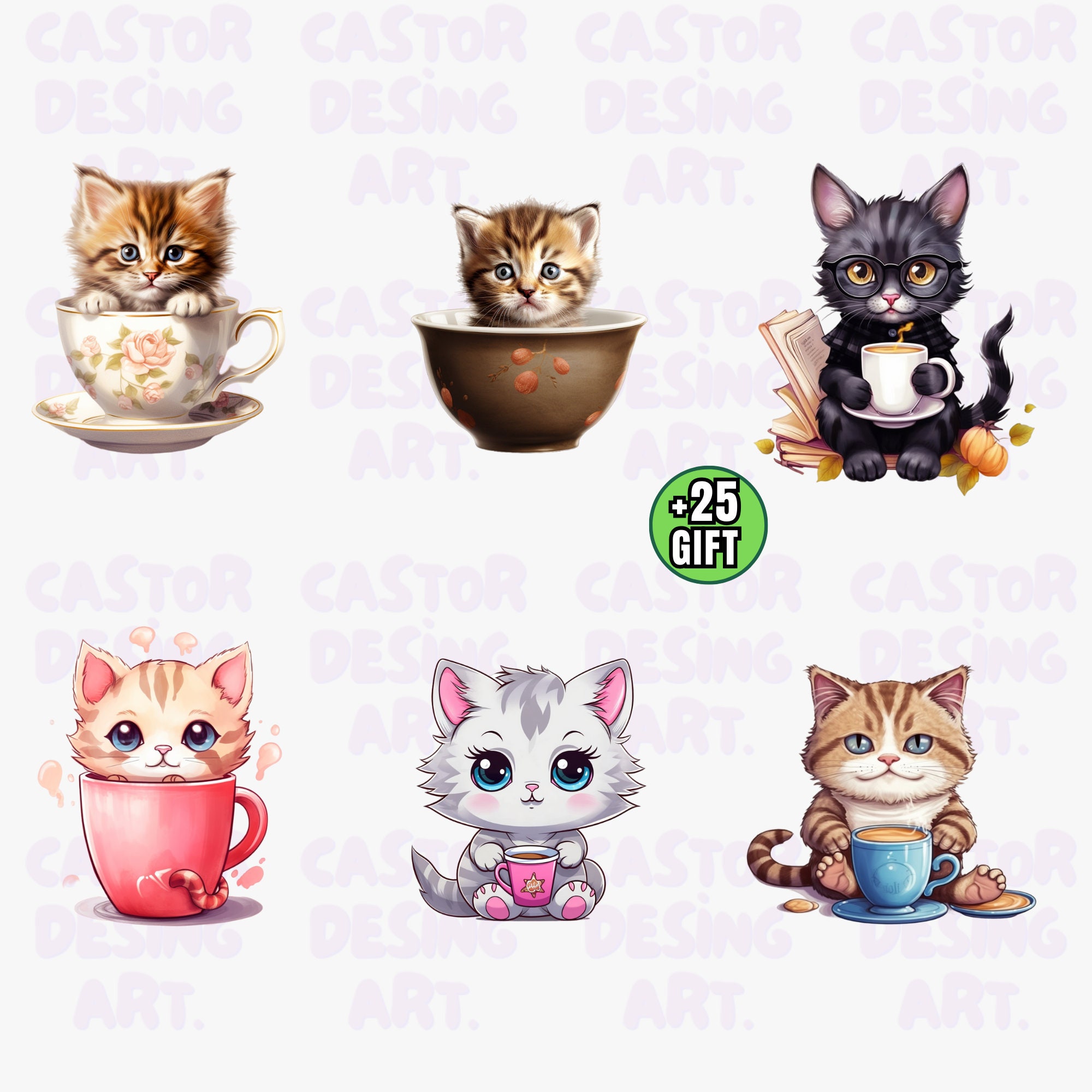 Cat Kitten Colorful Clipart Kitten Cats Clipart Vector - Etsy