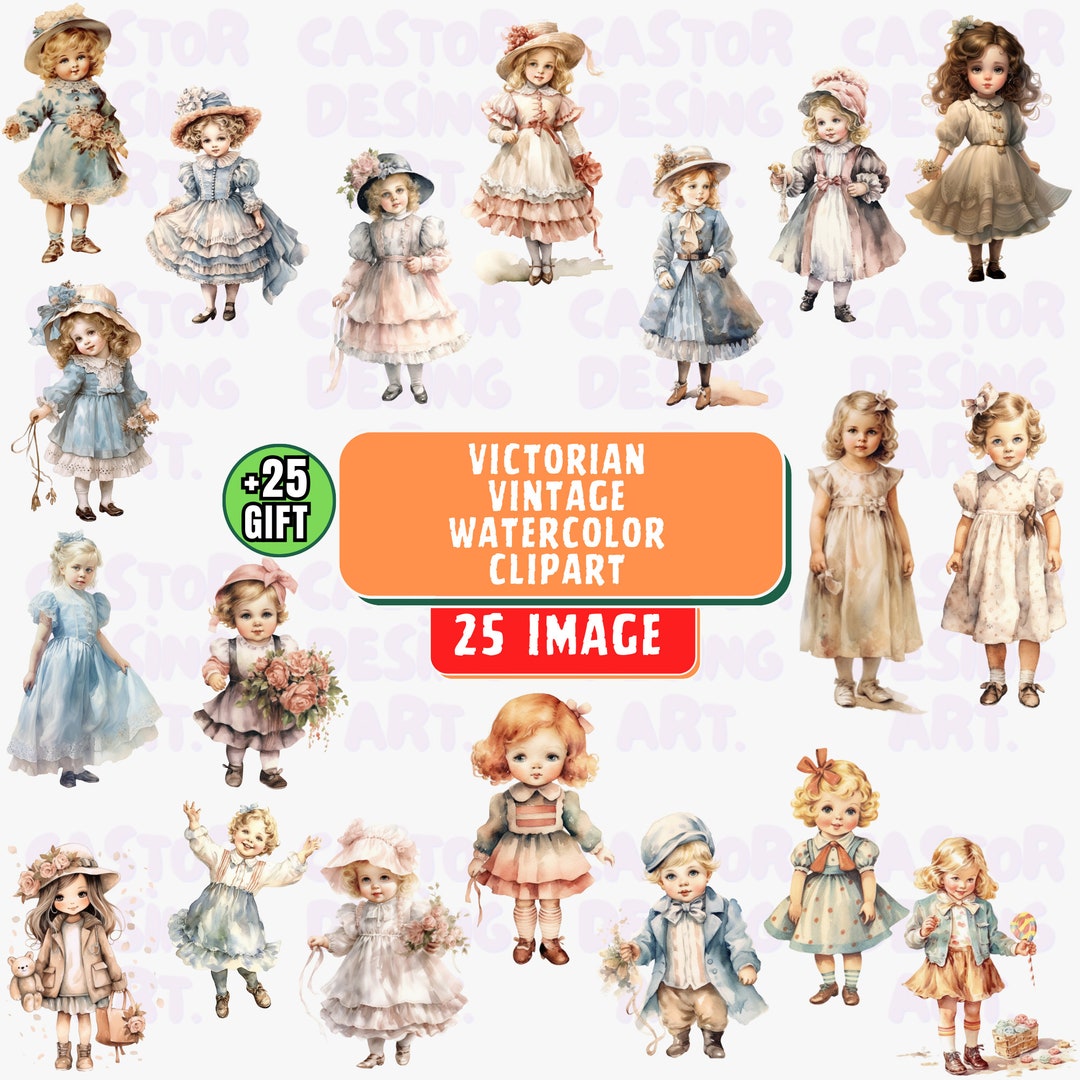 Vintage Girl Clipart Bundle Retro Child Series Antique - Etsy