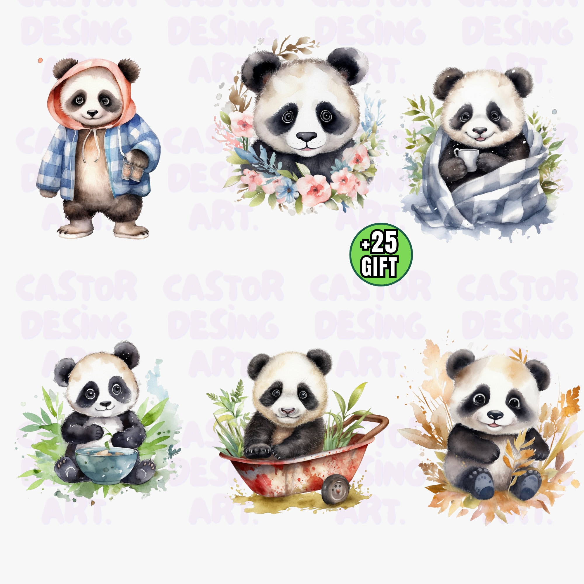 Cute Panda Clipart Panda PNG Baby Panda Panda Bear Jungle - Etsy